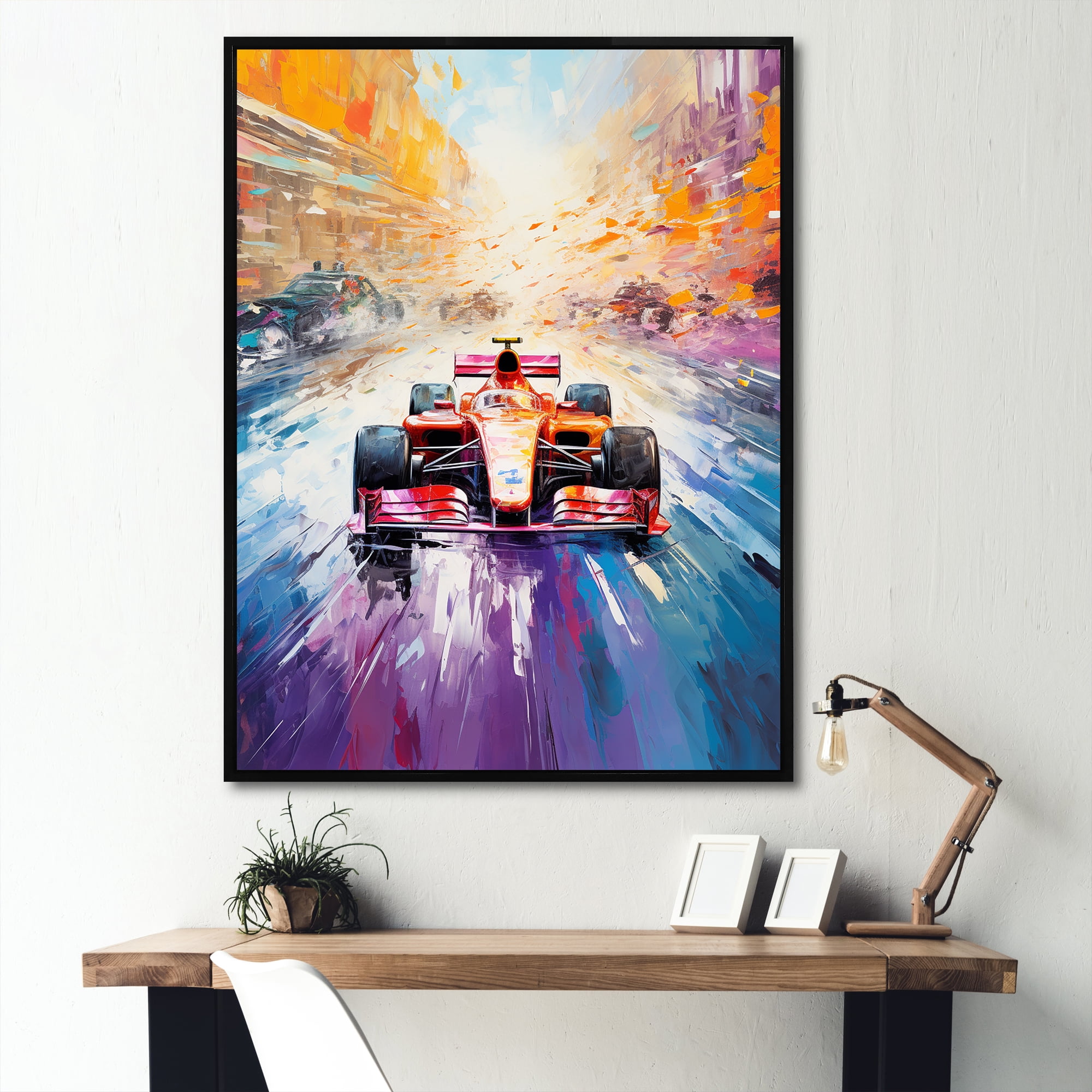 Designart "Pop Art Formula Car on the Race Track III" Architecture ...