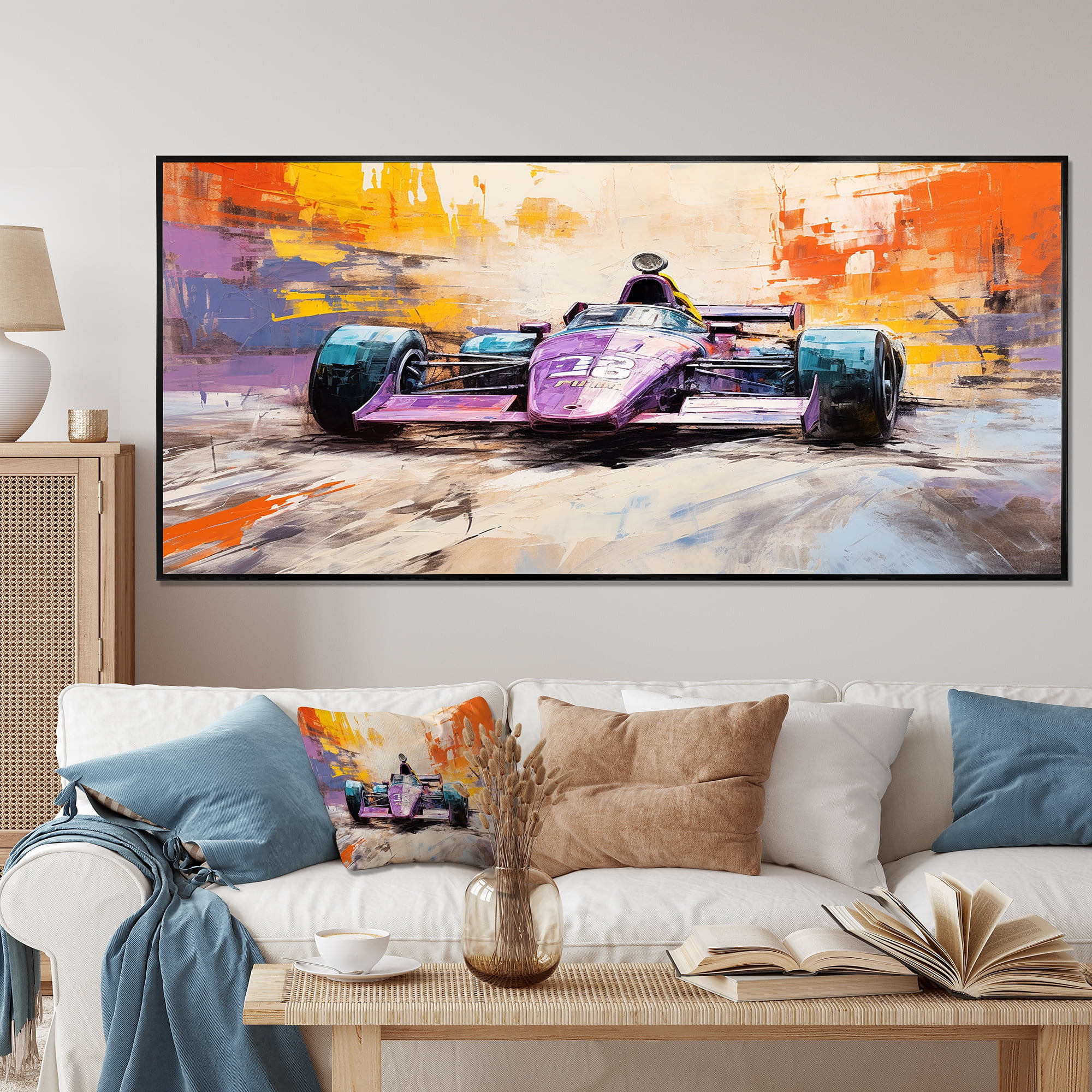 Designart "Pop Art Formula Car on the Race Track IV" Oversized ...