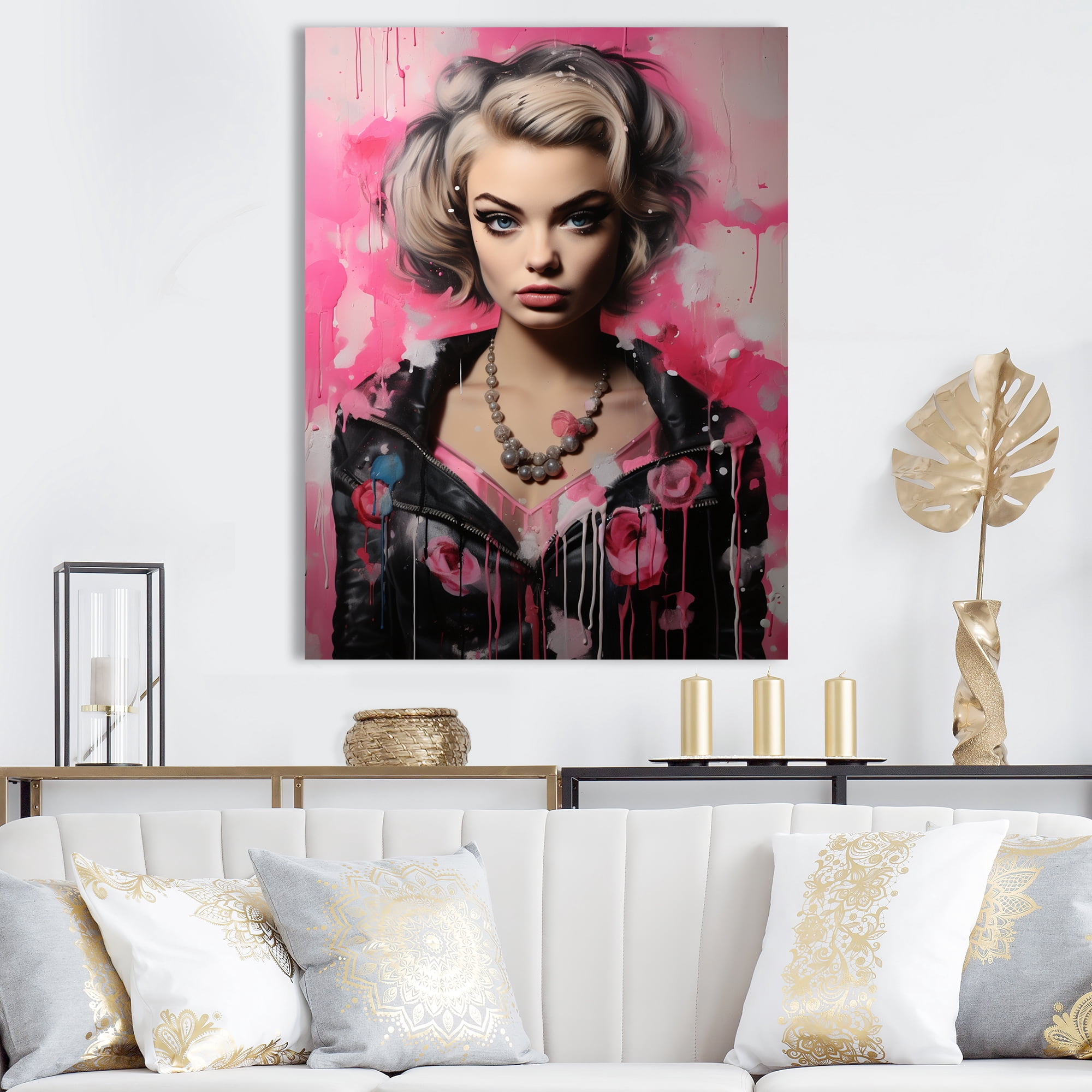 Designart "Pop Art Glamour in Vibrant Pink Woman I" Fashion Canvas Wall ...