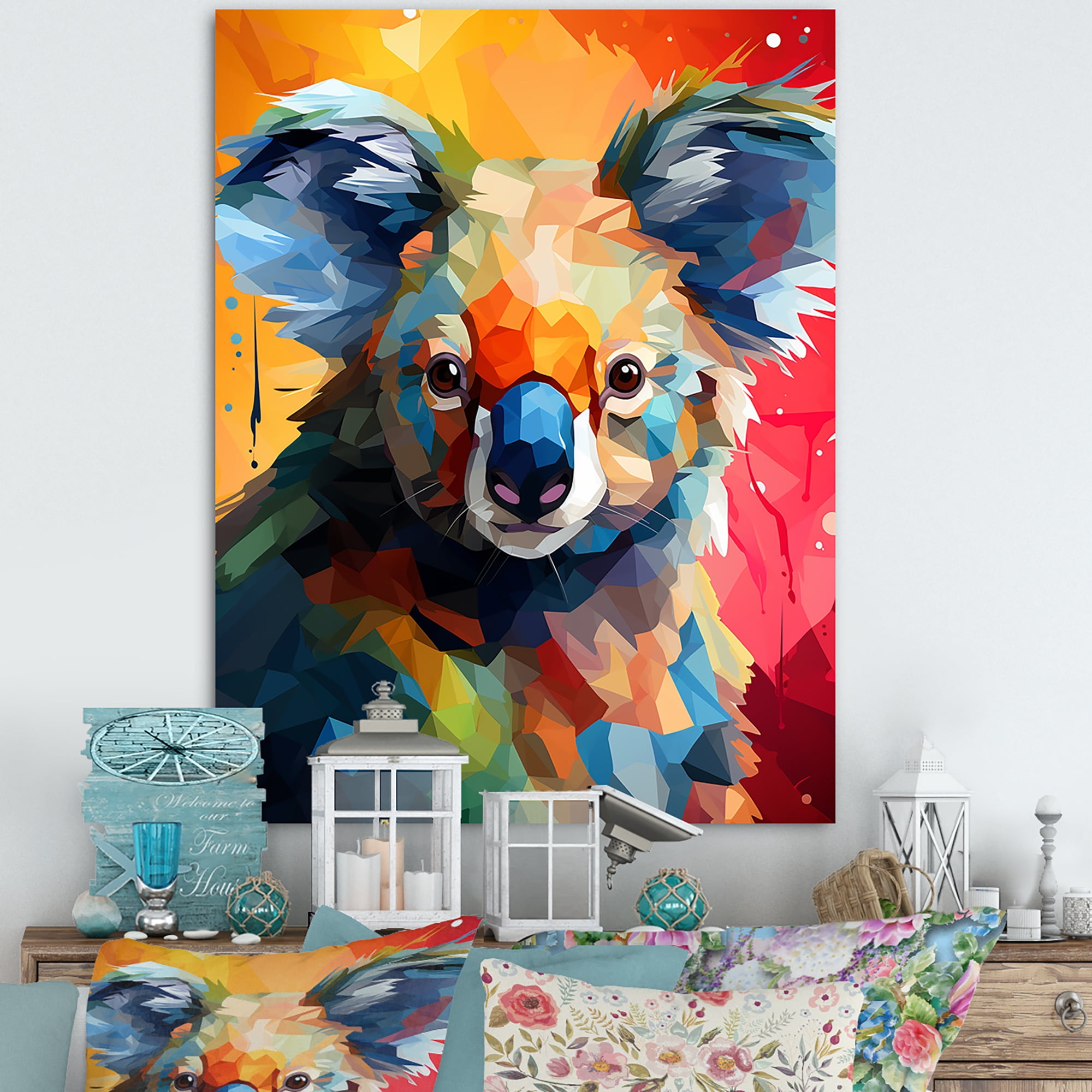 Designart "Pop Art Koala in Colorful Display II" Animals Canvas Wall ...