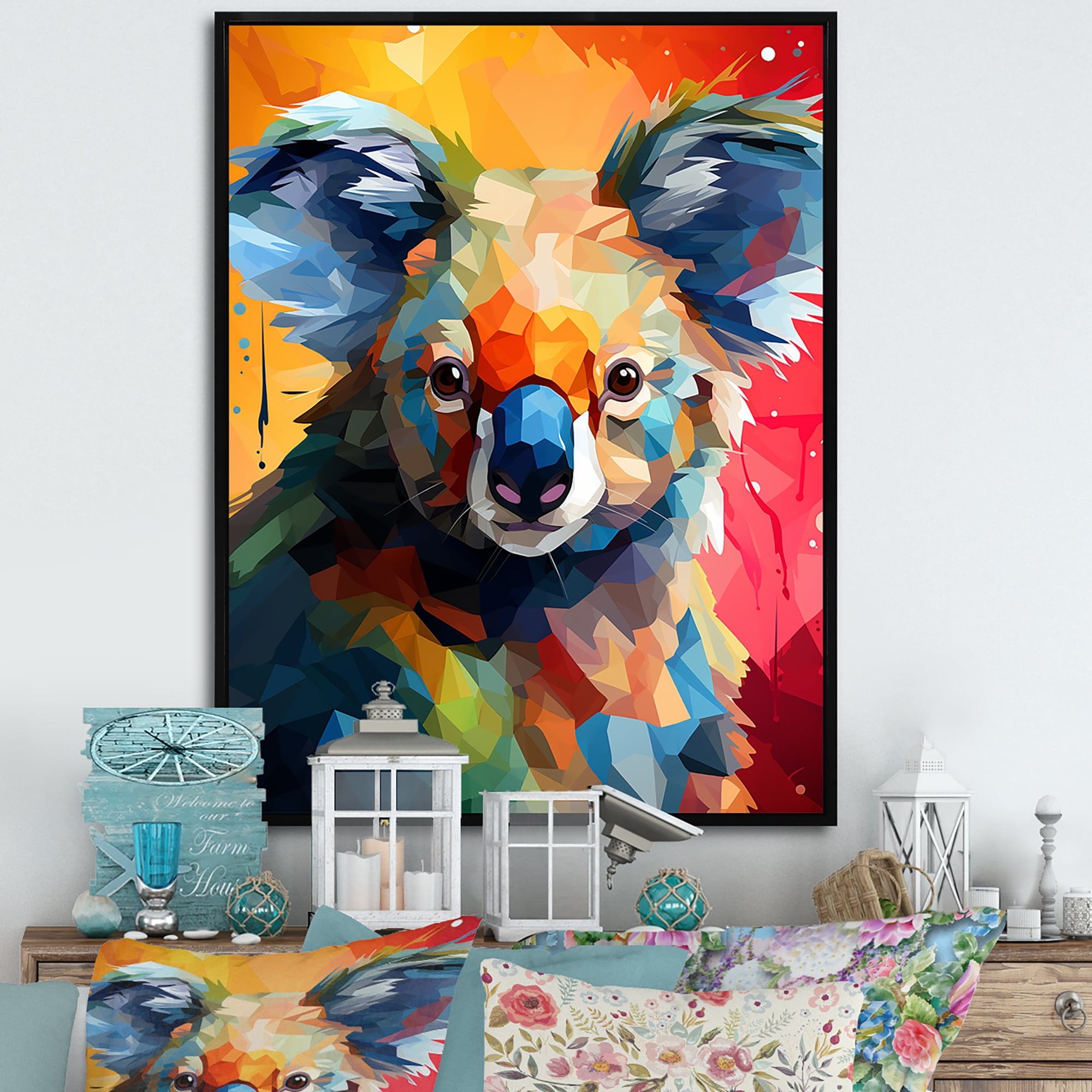 Designart "Pop Art Koala in Colorful Display II" Animals Framed Wall ...