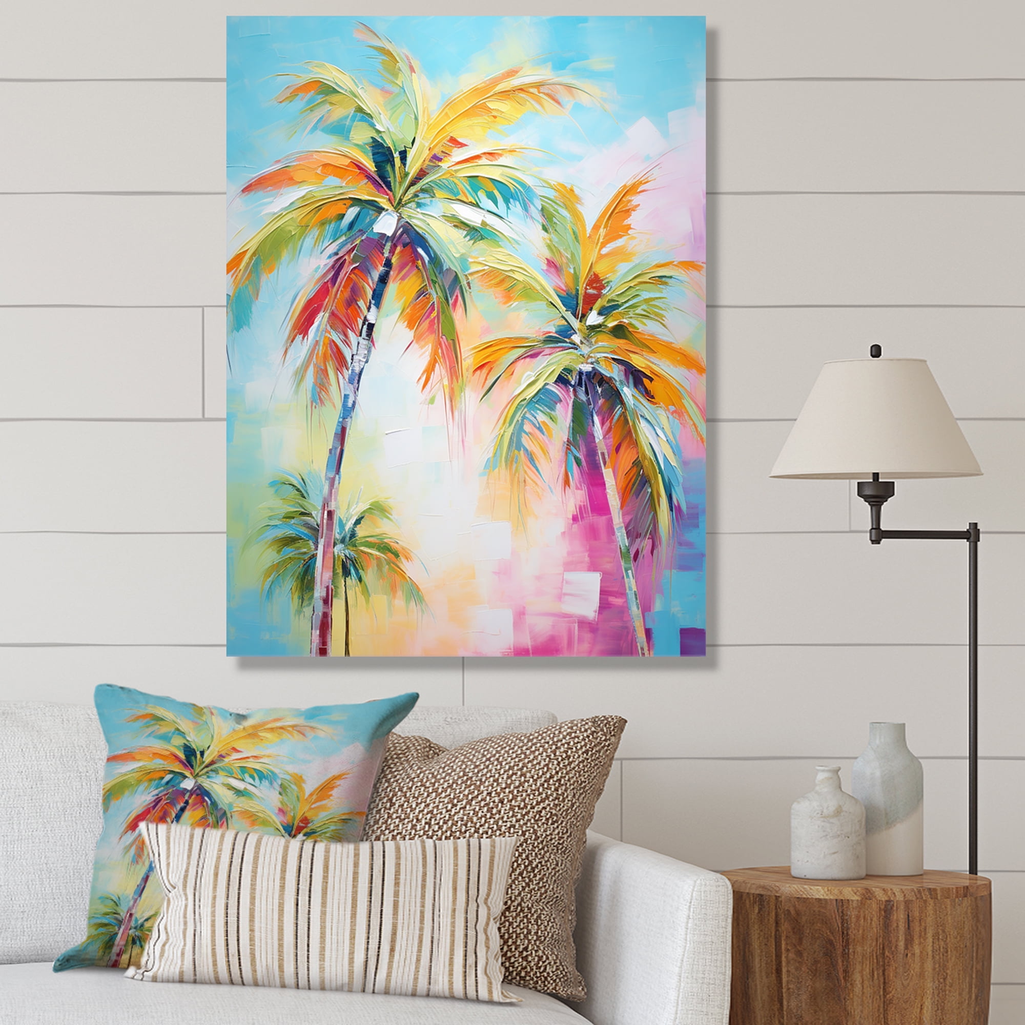 Designart "Pop Art Palm Trees III" Floral Wall Art Print - Walmart.com