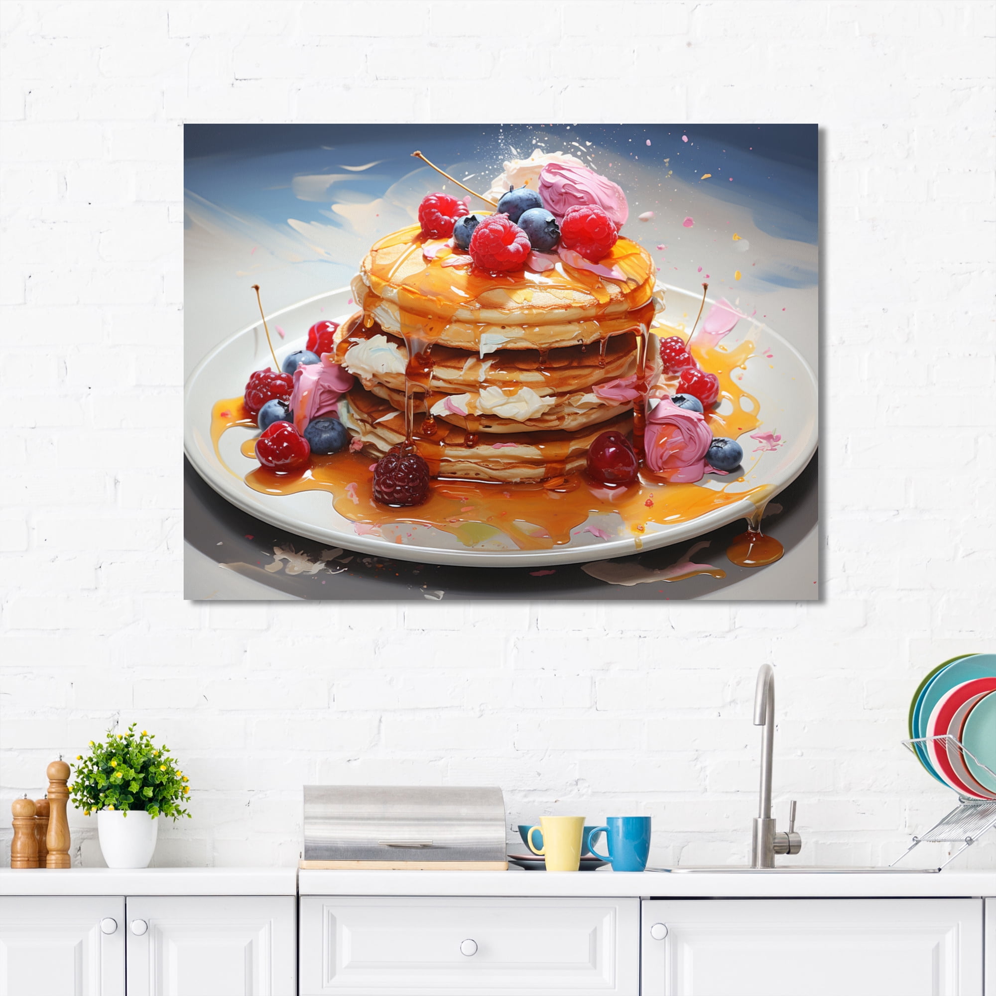 Designart "Pop Art Pancake Breakfast II" Food & Beverage Wall Decor ...