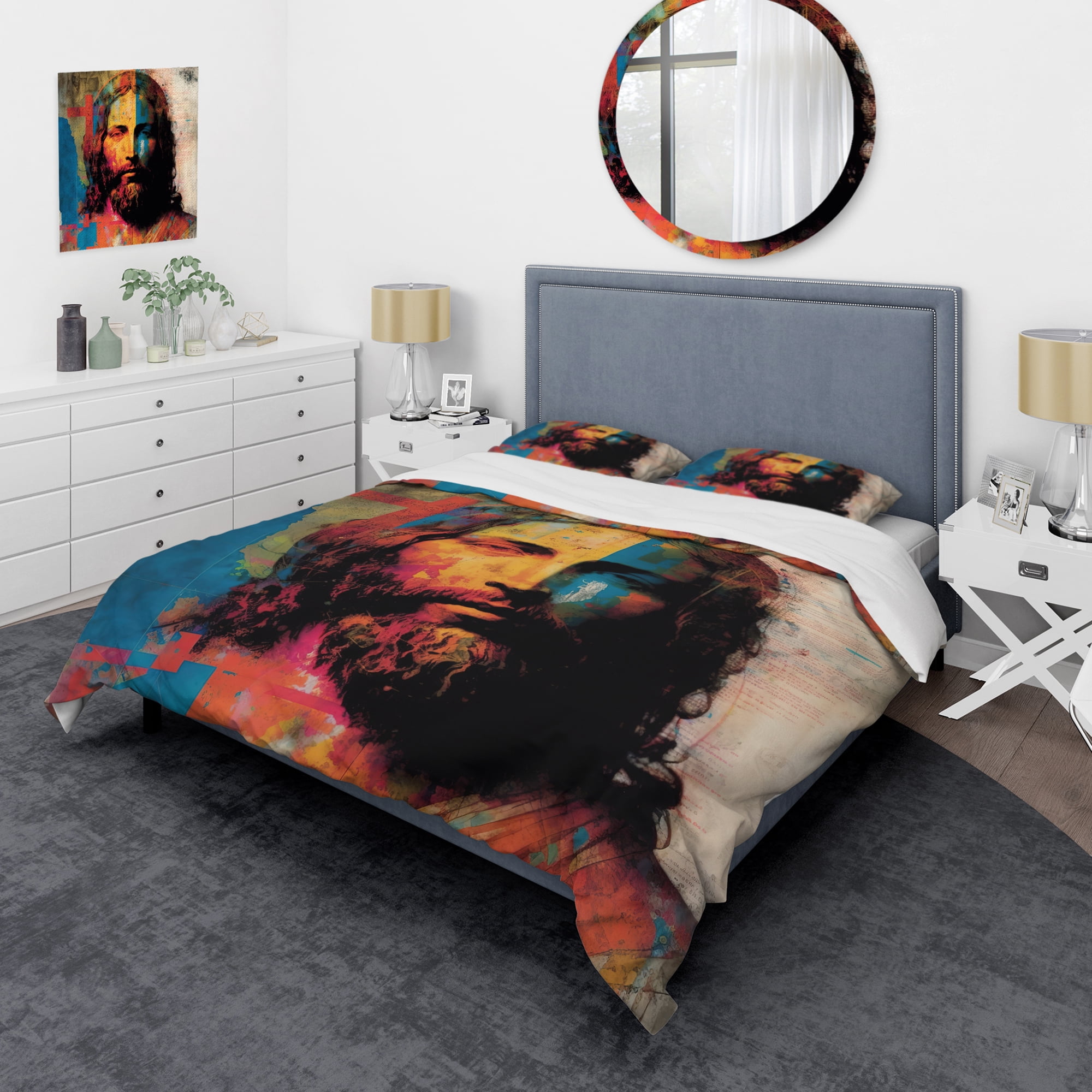 Designart "Pop Art Portrait of Jesus III" Spiritual Bedding Covert Set ...