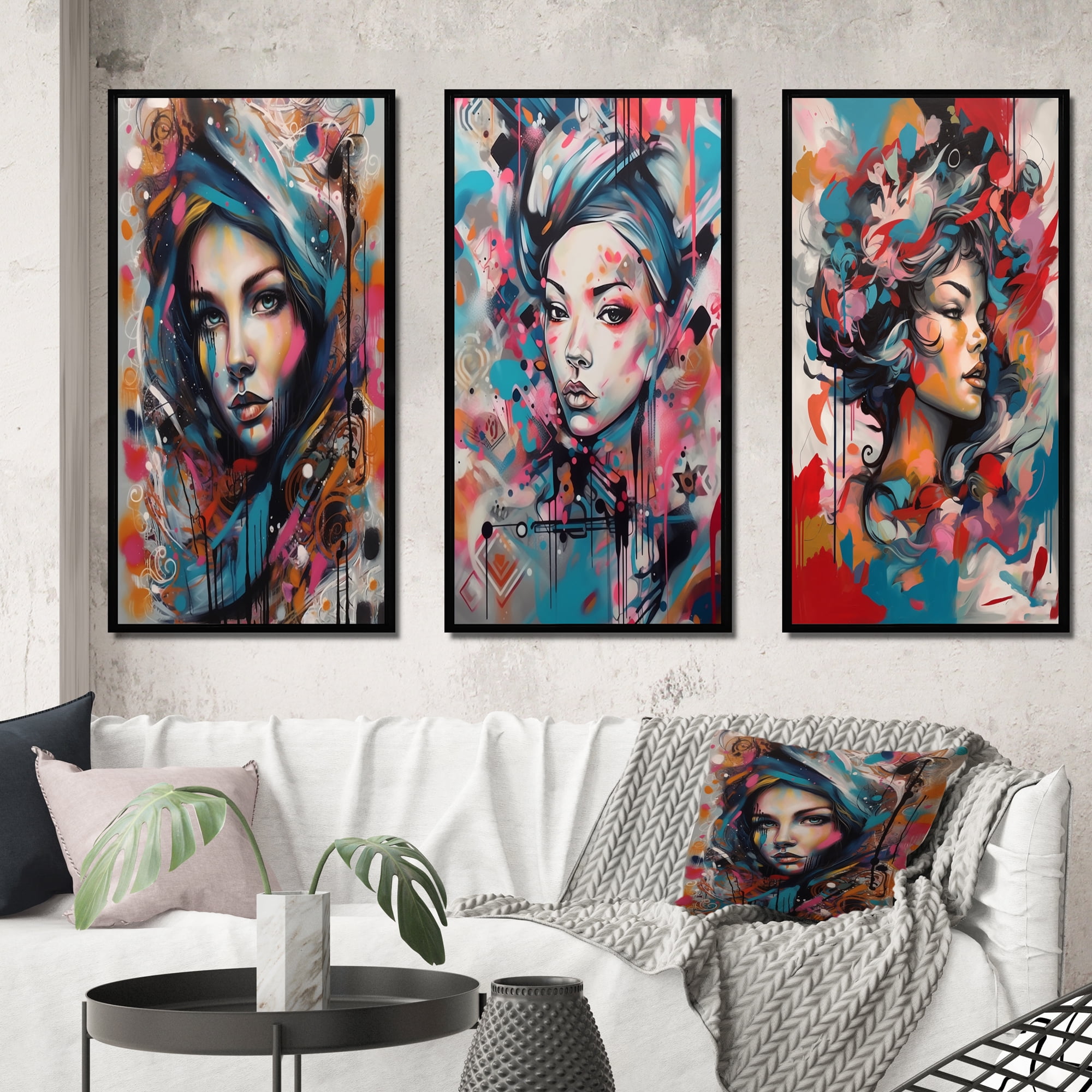 Designart "Pop Art Portrait of a Woman III" Modern Woman Framed Wall ...