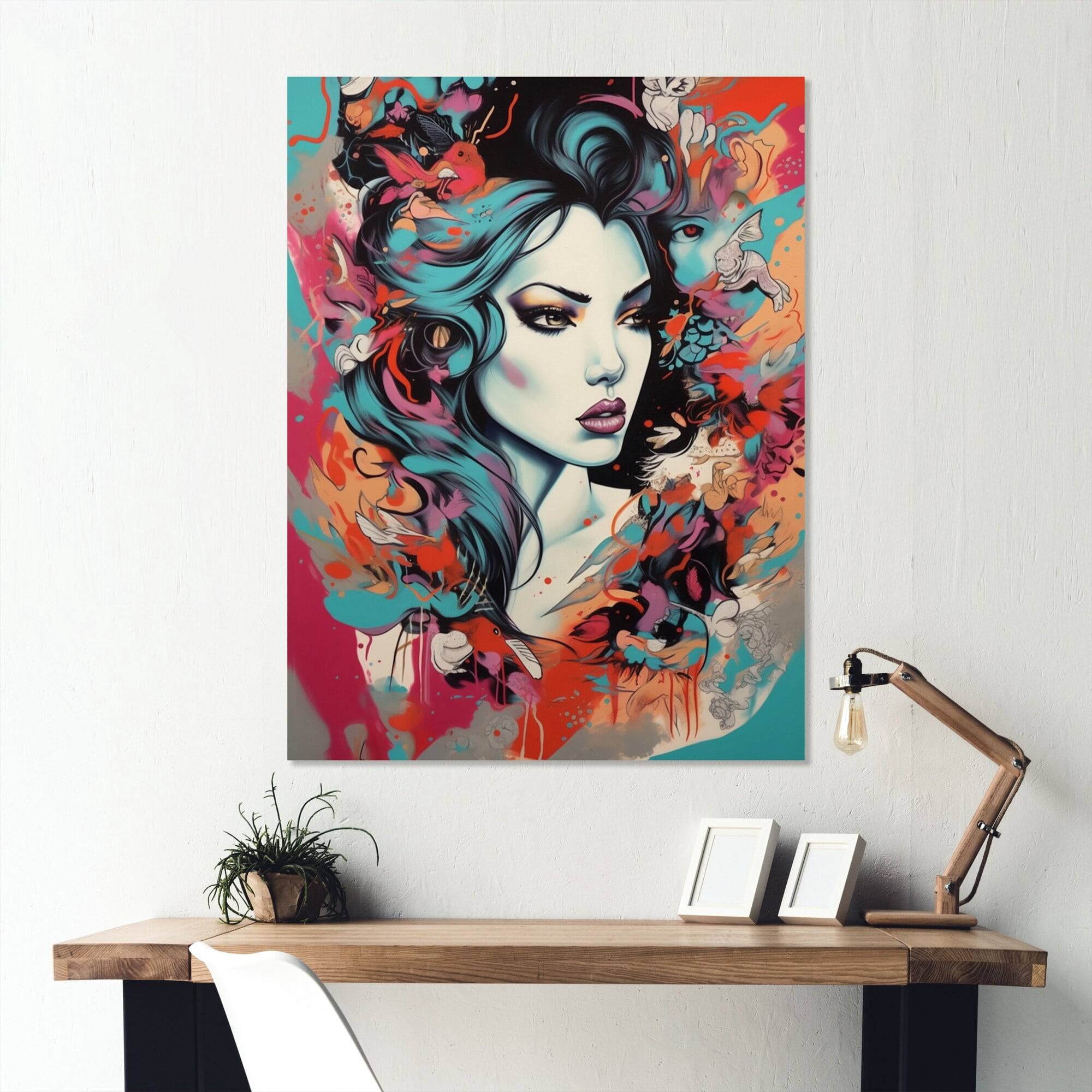 Designart "Pop Art Portrait of a Woman VI" Modern Woman Metal Wall Art ...
