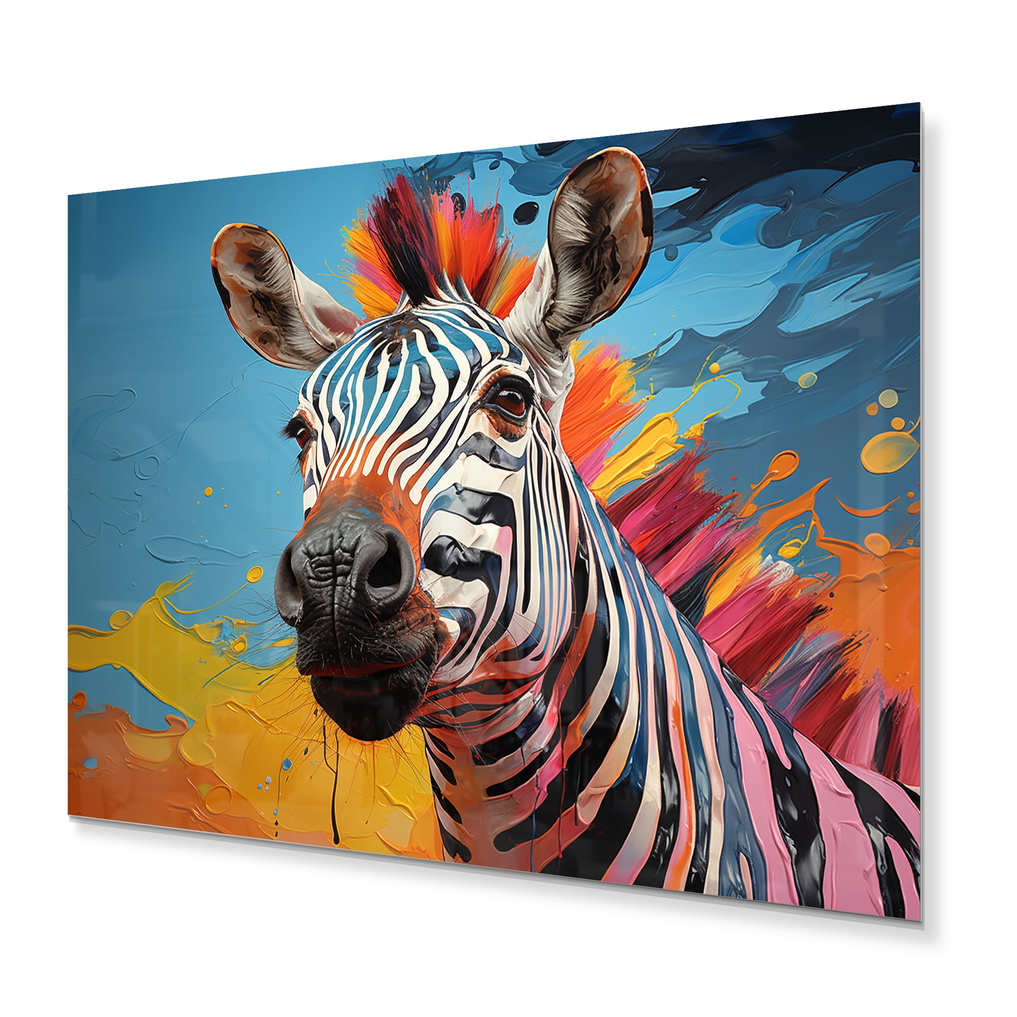 Designart "Pop Art Portrait of a Zebra II" Animals Zebra Metal Wall Art ...