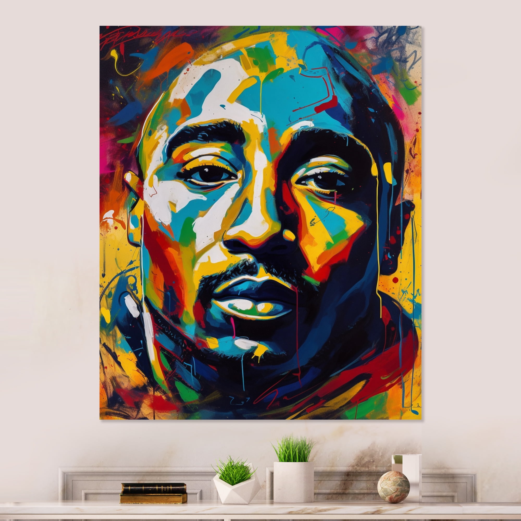 Designart "Pop Art Portrait of the Singer 2Pac I" Celebrity Metal Art ...