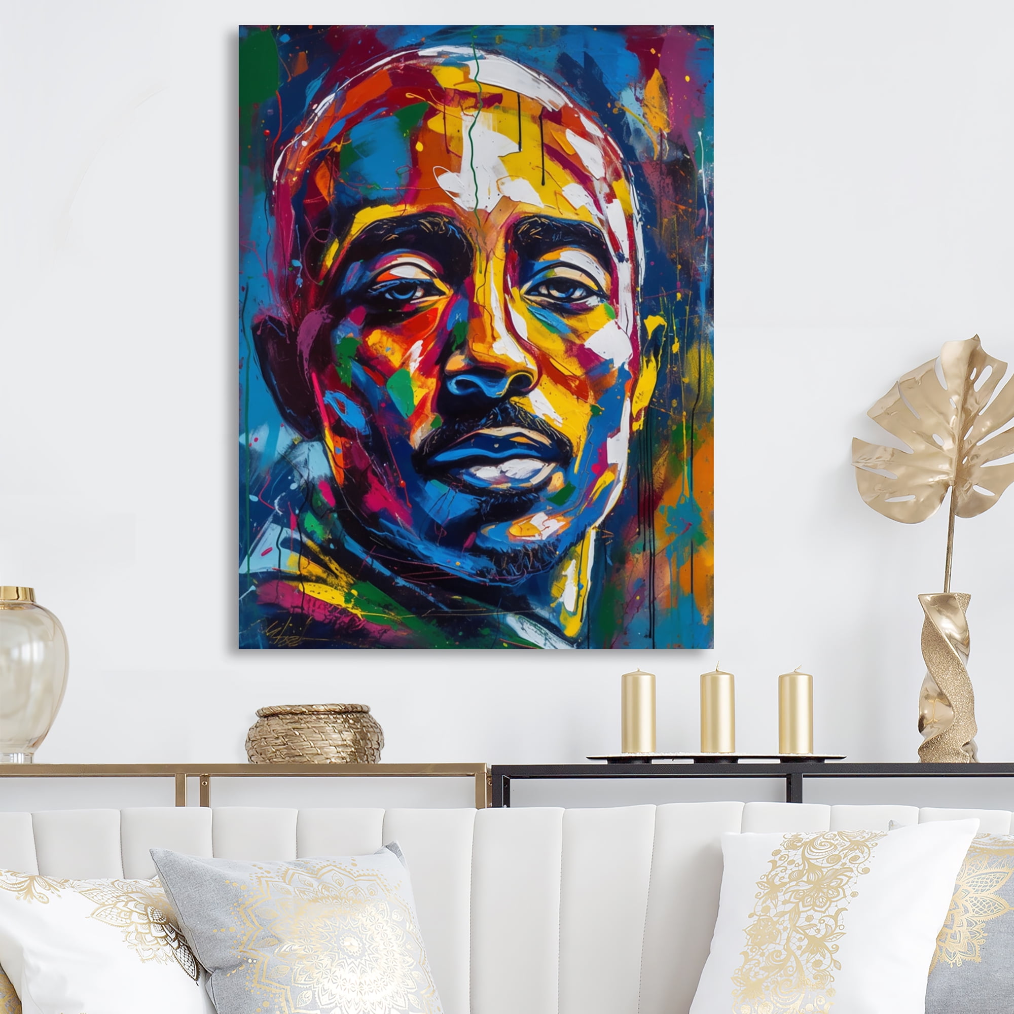 Designart "Pop Art Portrait of the Singer 2Pac II" Celebrity Metal Art ...