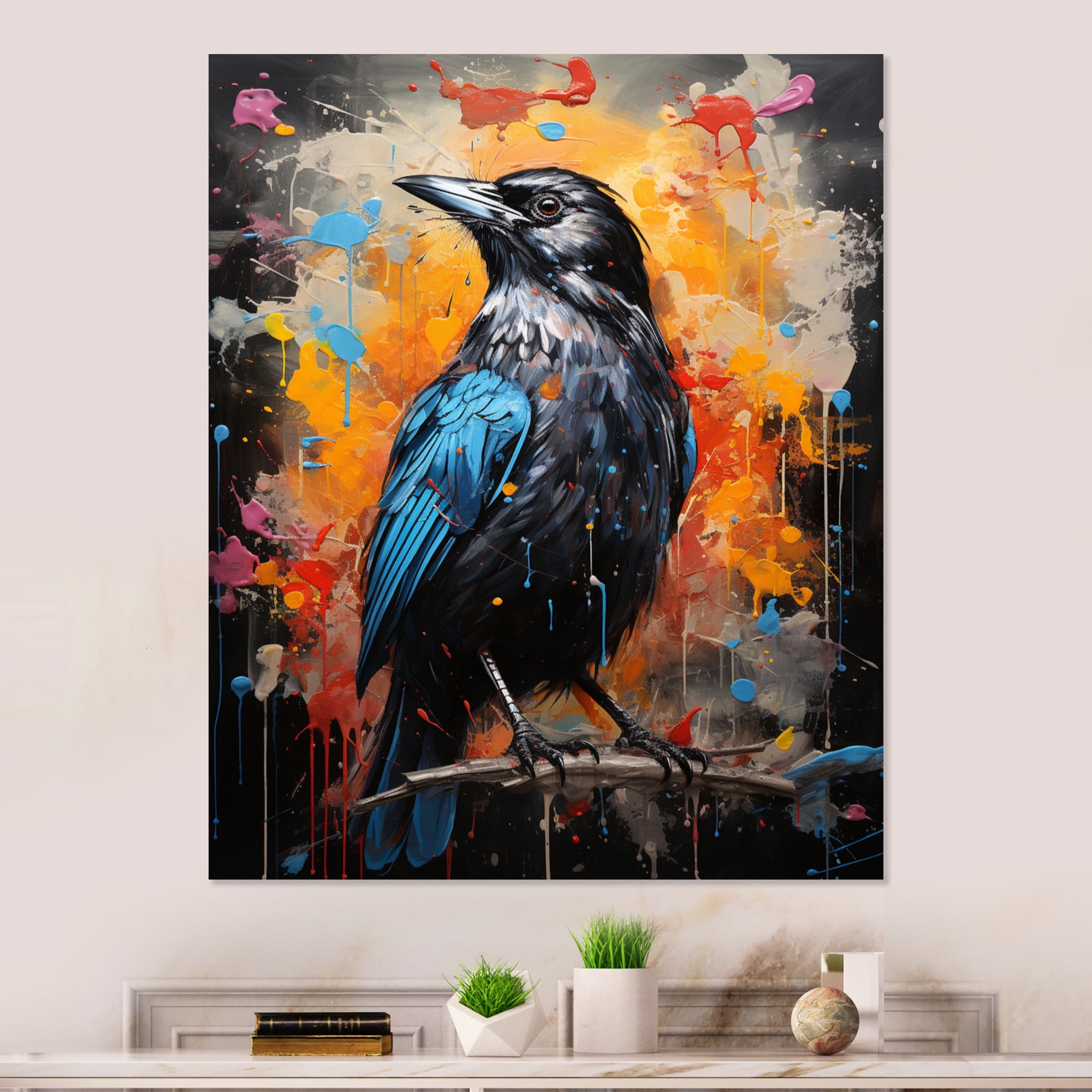 Designart "Pop Art Royalty Among Crows III" Crow Metal Wall Art Prints ...