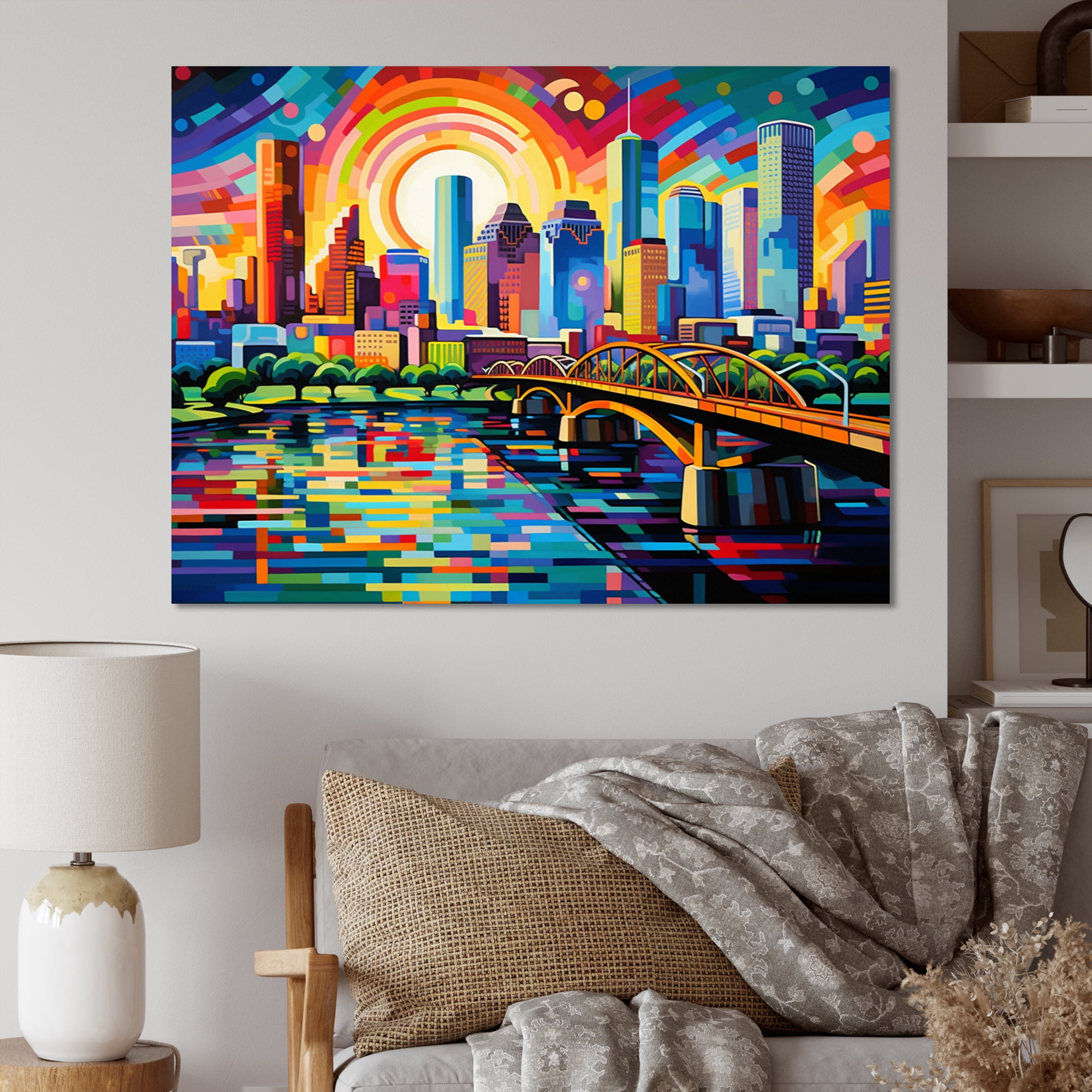 Designart "Pop Art of Houston City" Houston Wall Art Print - Walmart.com