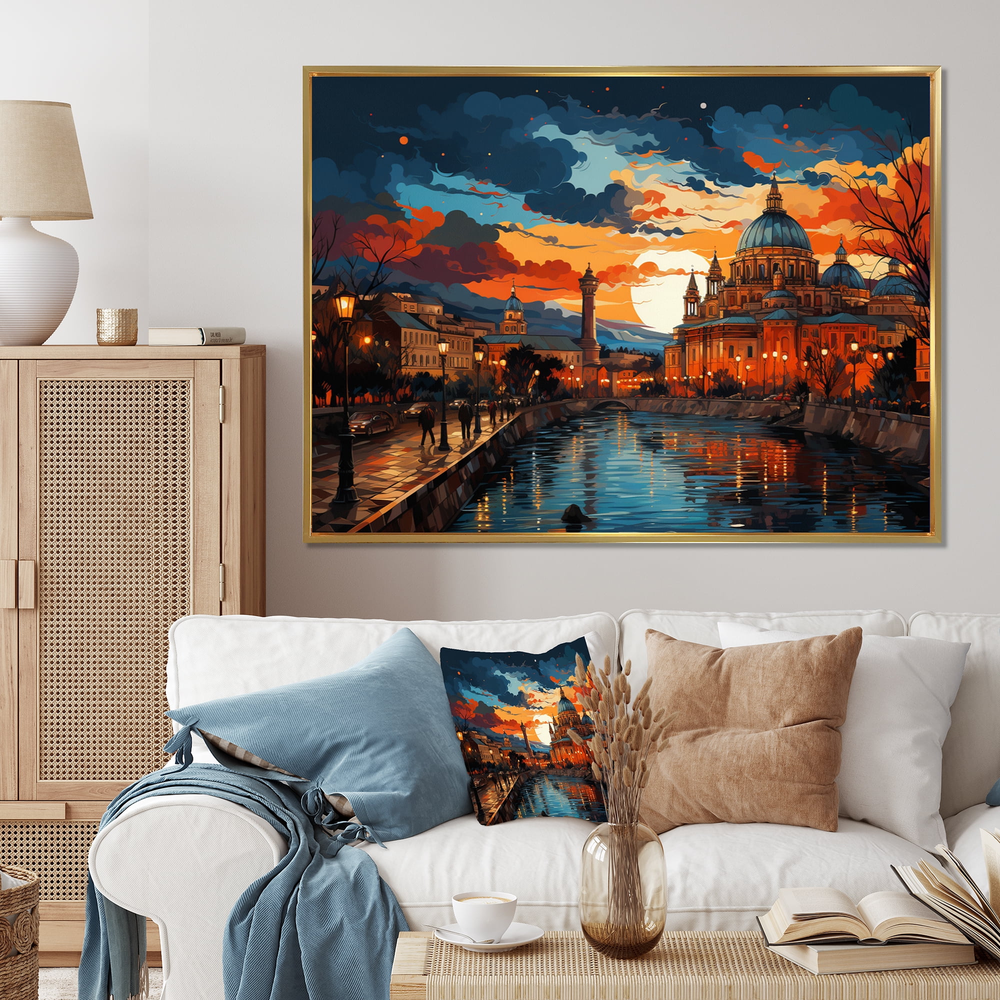 Designart "Pop Art of Rome Cityscape" Rome Floater Framed Wall Decor ...