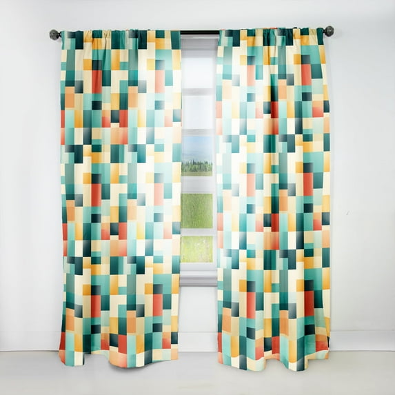 Designart "Pop Culture Pixels In Orange And Green Pop Art I" Striped ...