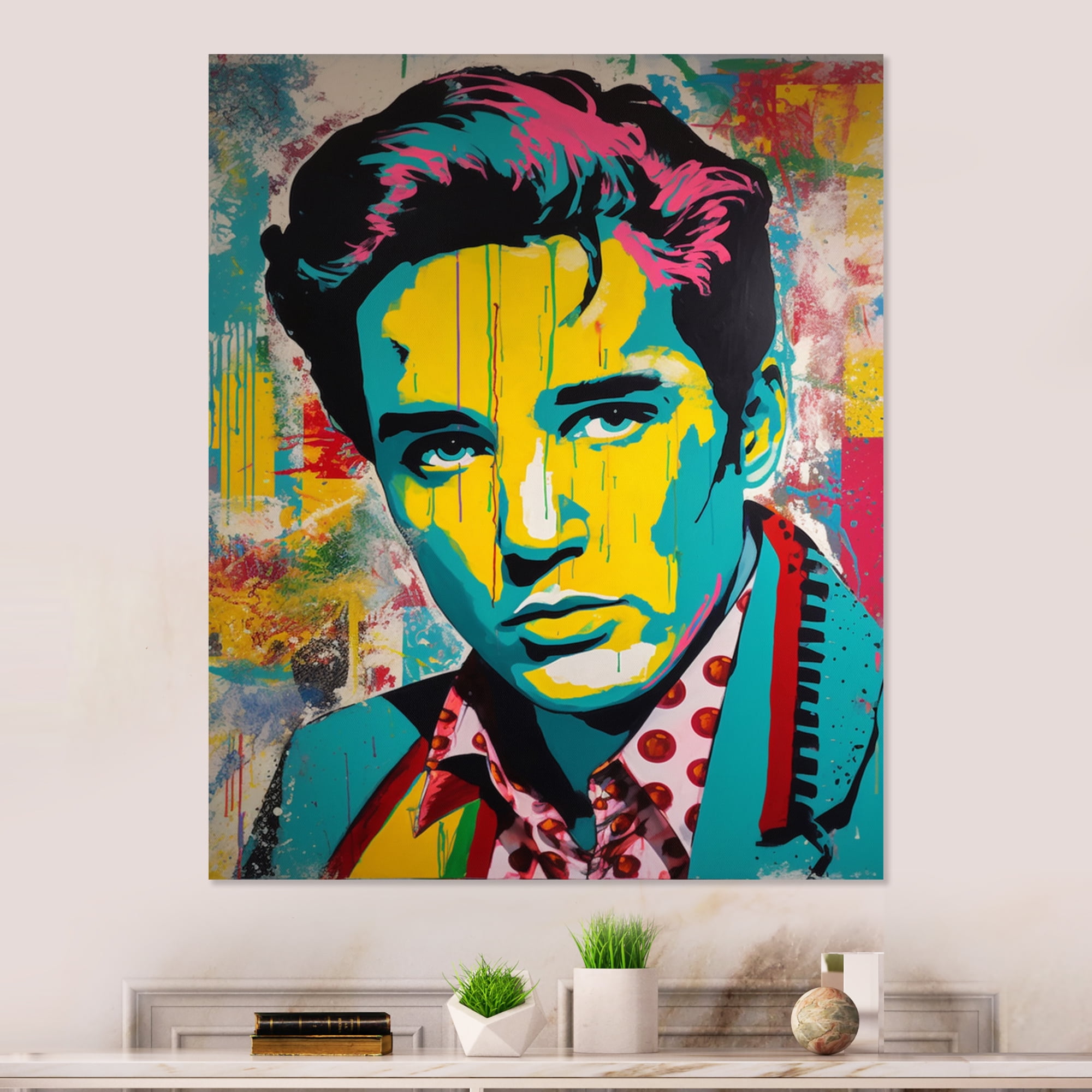 Designart "Pop Iconography Elvis Redux" Celebrity Metal Wall Art ...