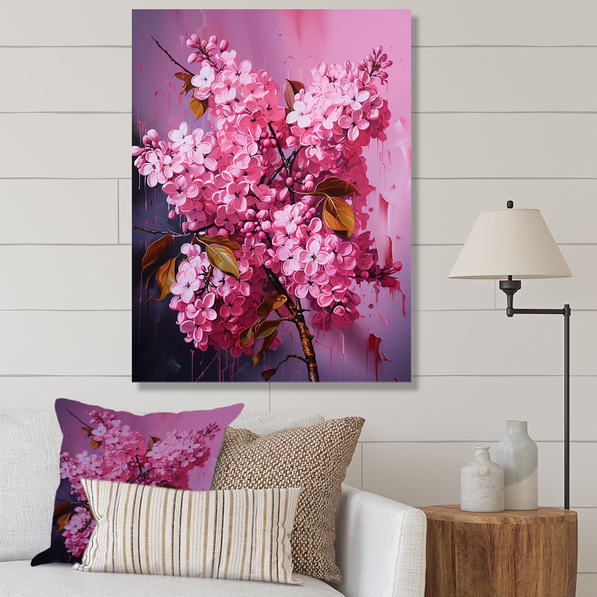 Designart "Pop Unveiled: Neon Pink Lilac Beauty" Lilacs Wall Decor ...