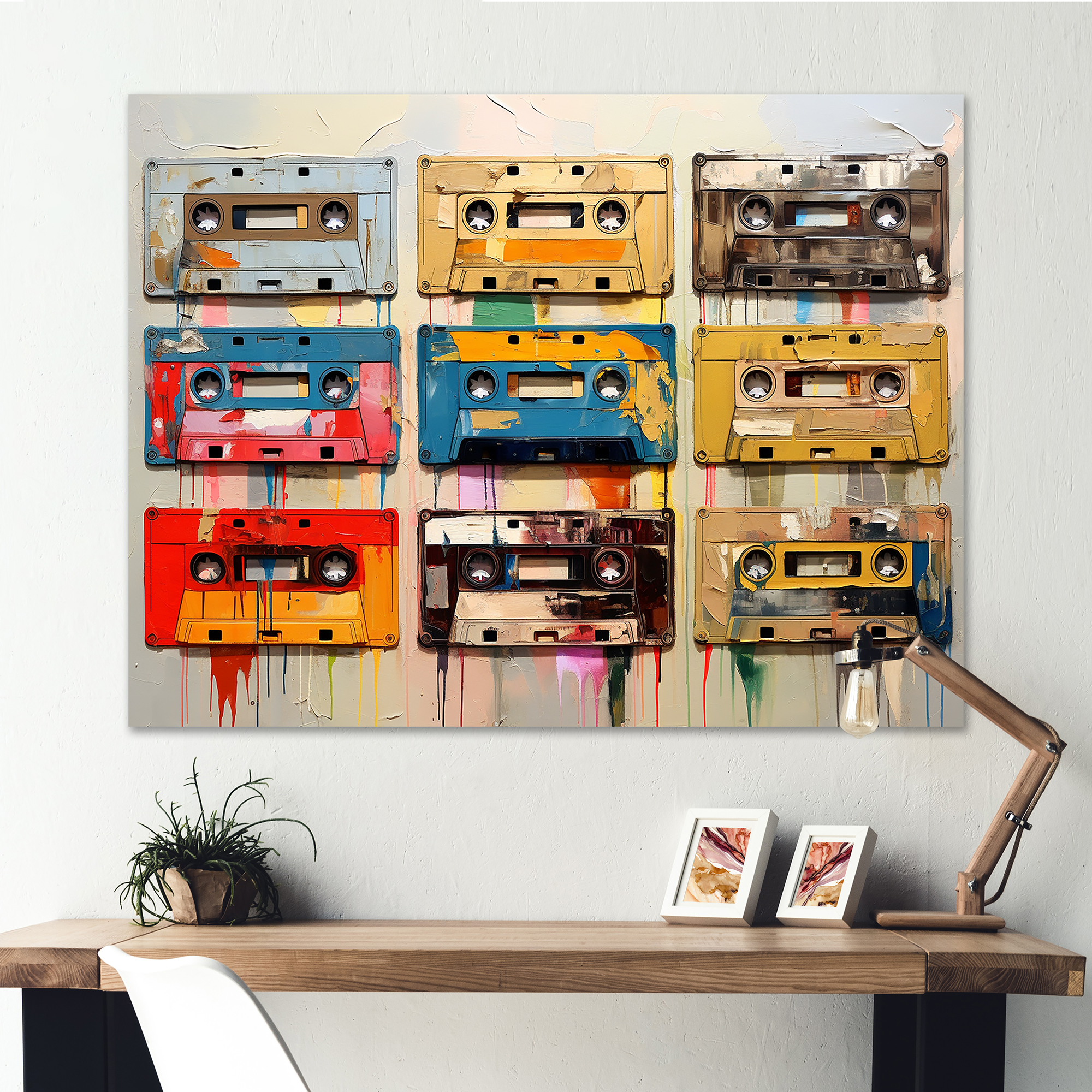 Designart "Popart Cassette Tapes Nostalgia" Cassette Tapes Wall Art ...