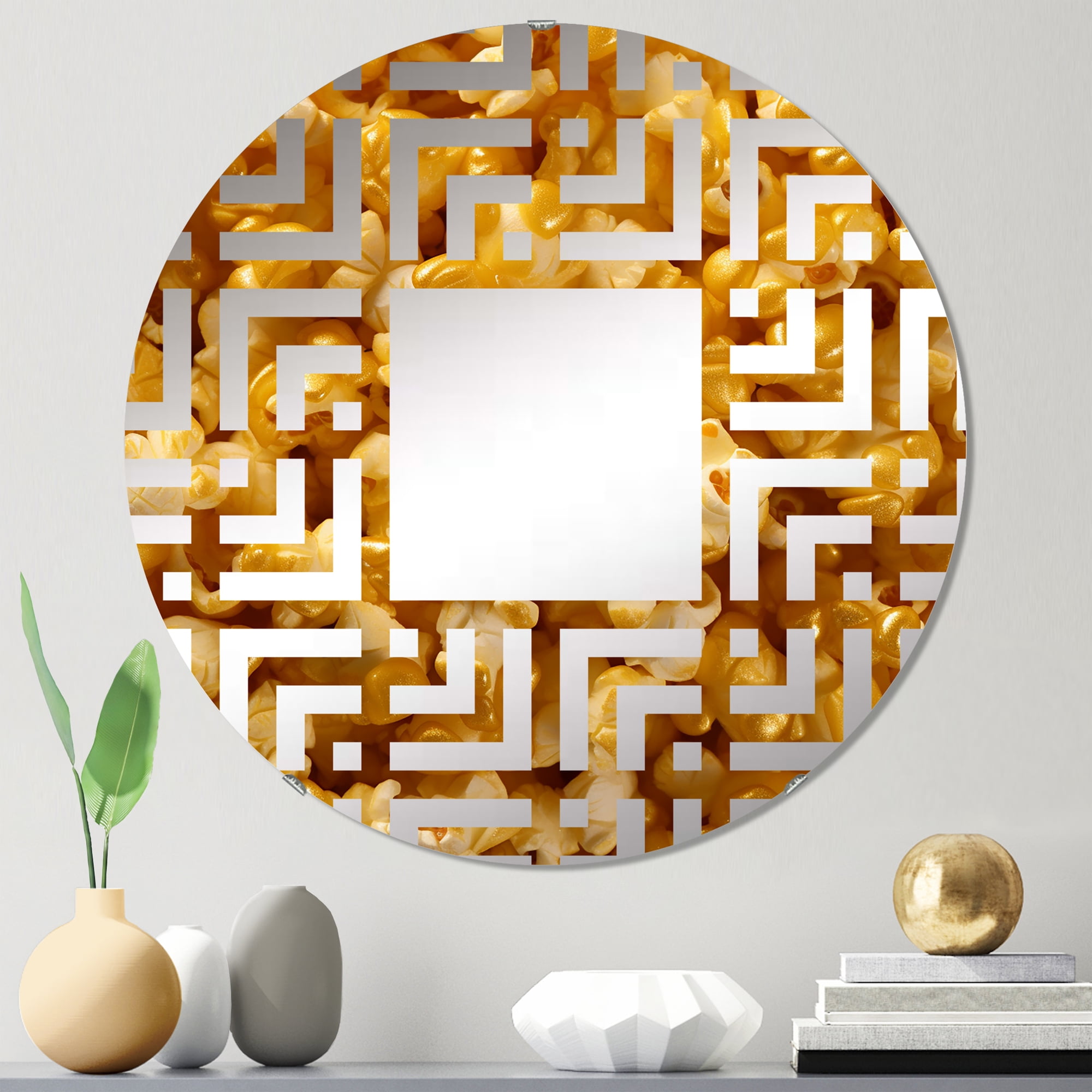 Designart "Popcorn Gourmet with Buttery Bliss" Popcorn Maze Round Wall ...
