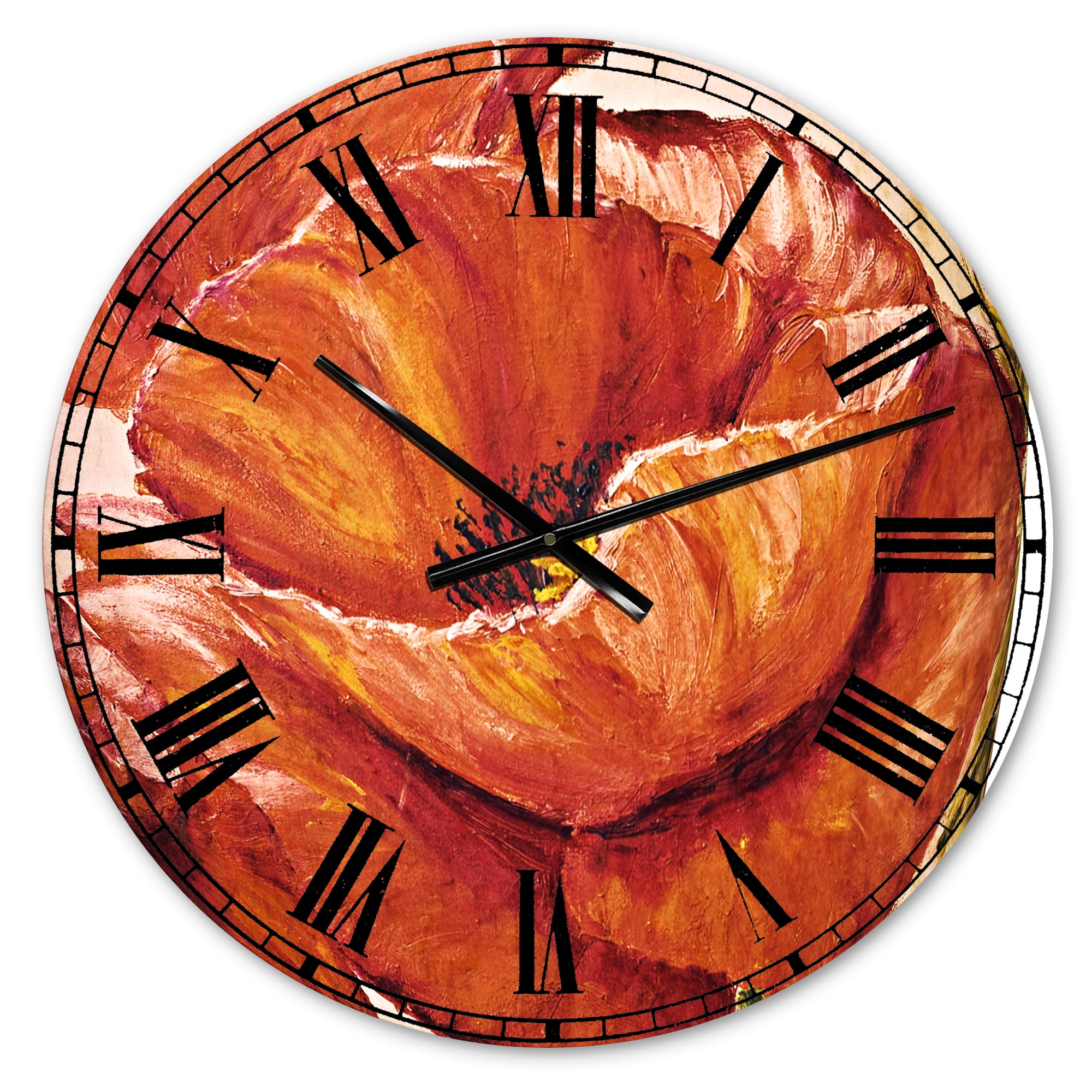 Designart 'Poppies in Wheat' Traditional wall clock - Walmart.com