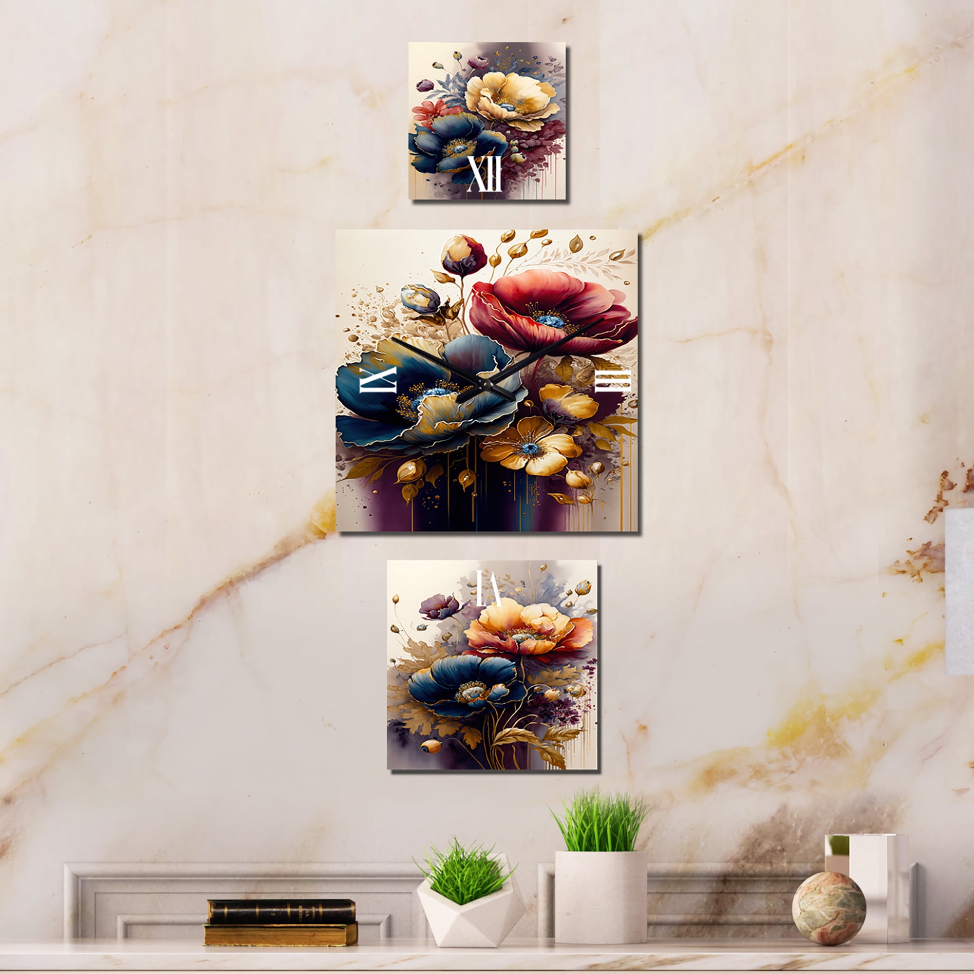 Designart "Poppy Floral Design in Night Shades I" Poppy Oversized ...