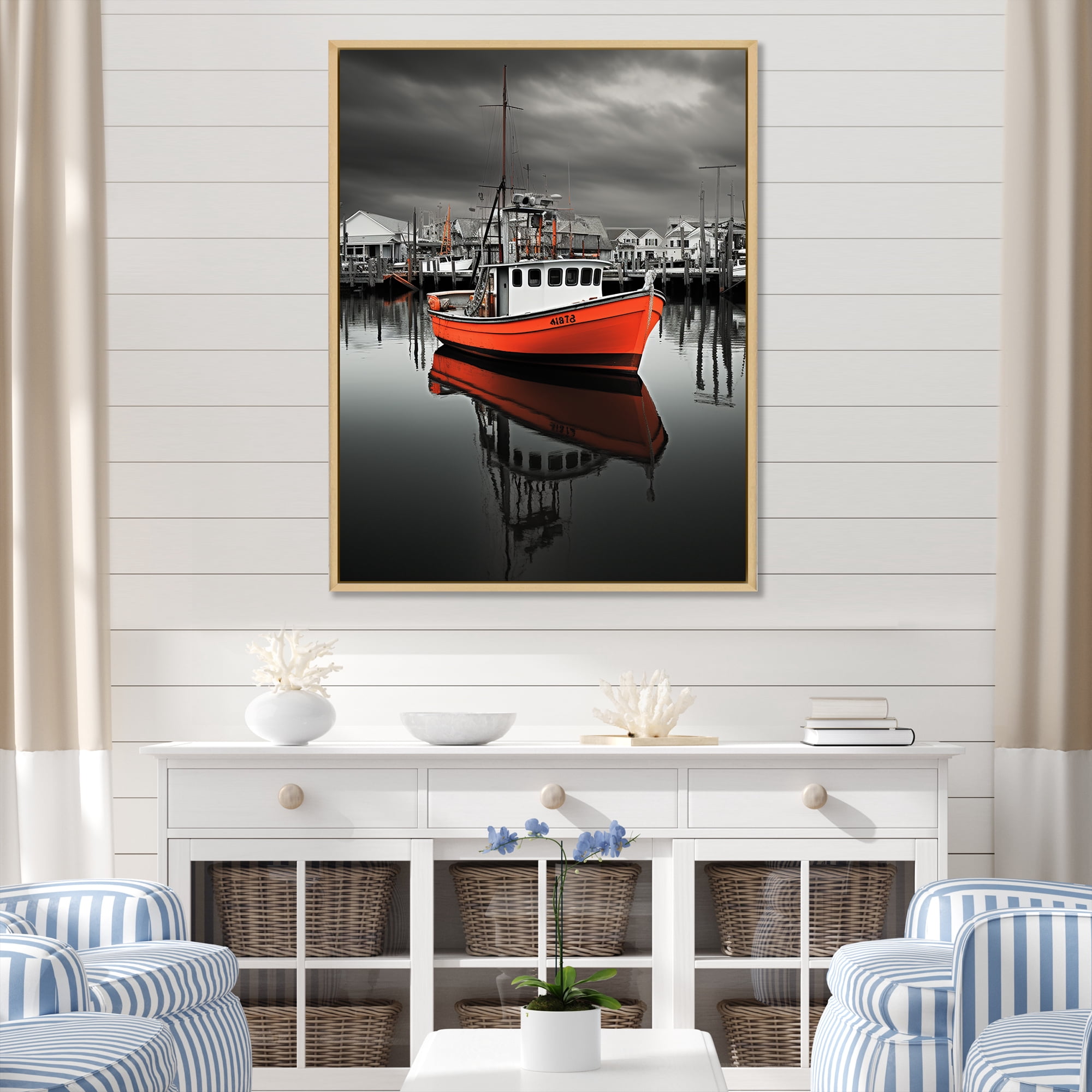 Designart "Port Harbor form I" Nautical & Beach Floater Framed Wall ...