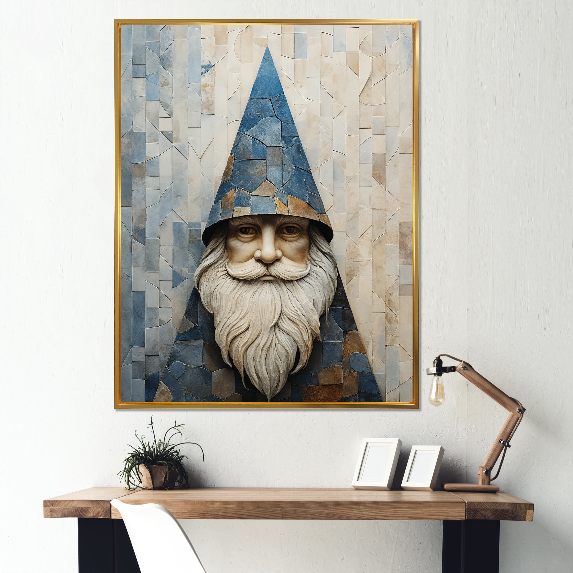 Designart "Portrait Of A Fantasy Gnome In Beige And Blue III" Gnome ...