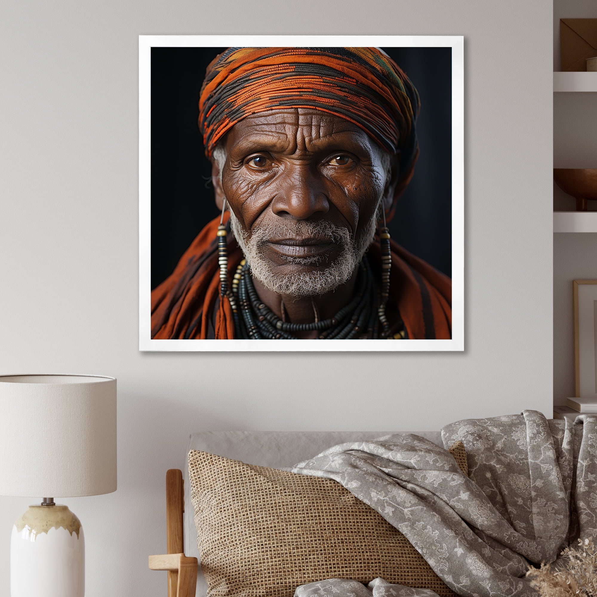 Designart "Portrait Of An Ebony Tribal Chief" African Tribal Picture ...