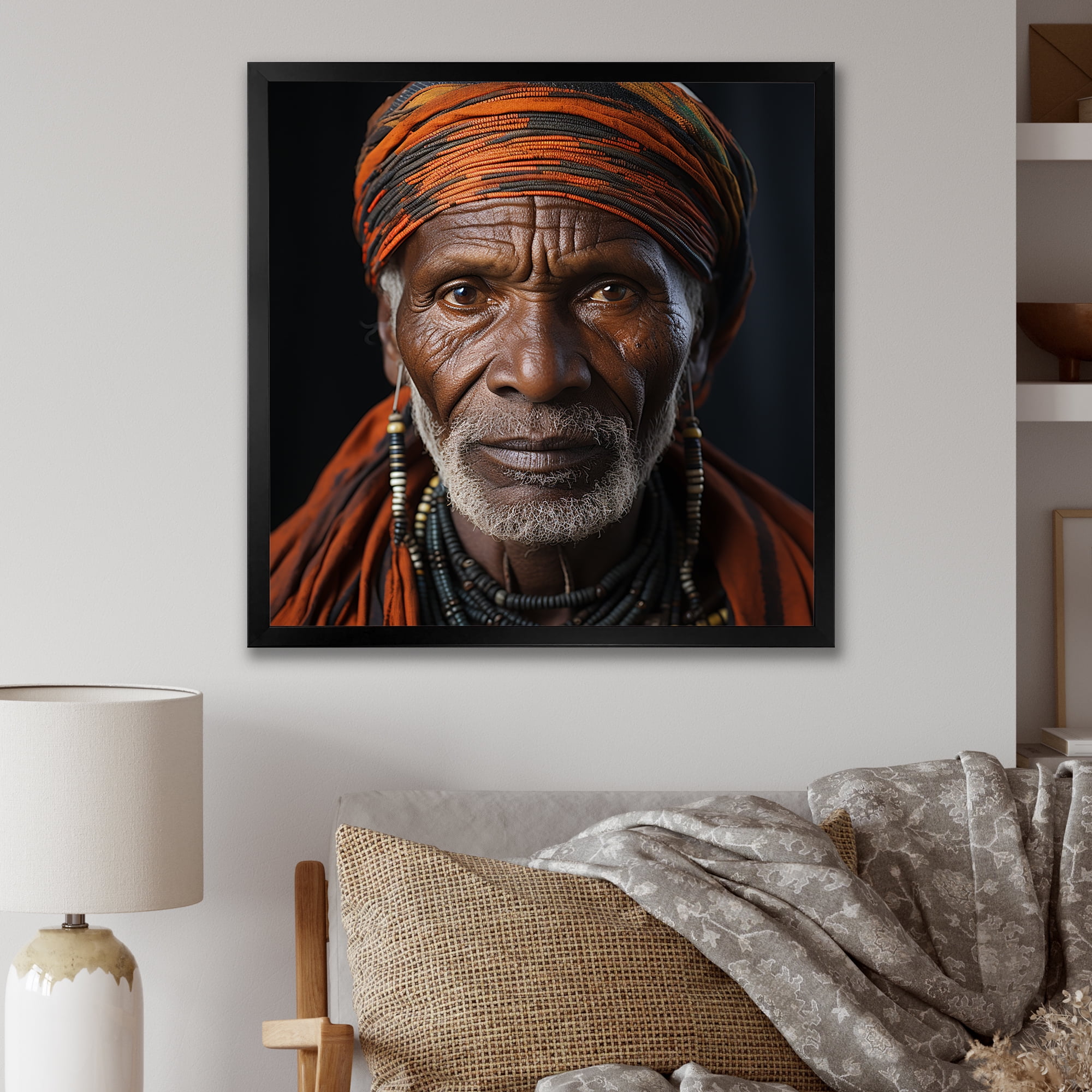 Designart "Portrait Of An Ebony Tribal Chief" African Tribal Picture ...