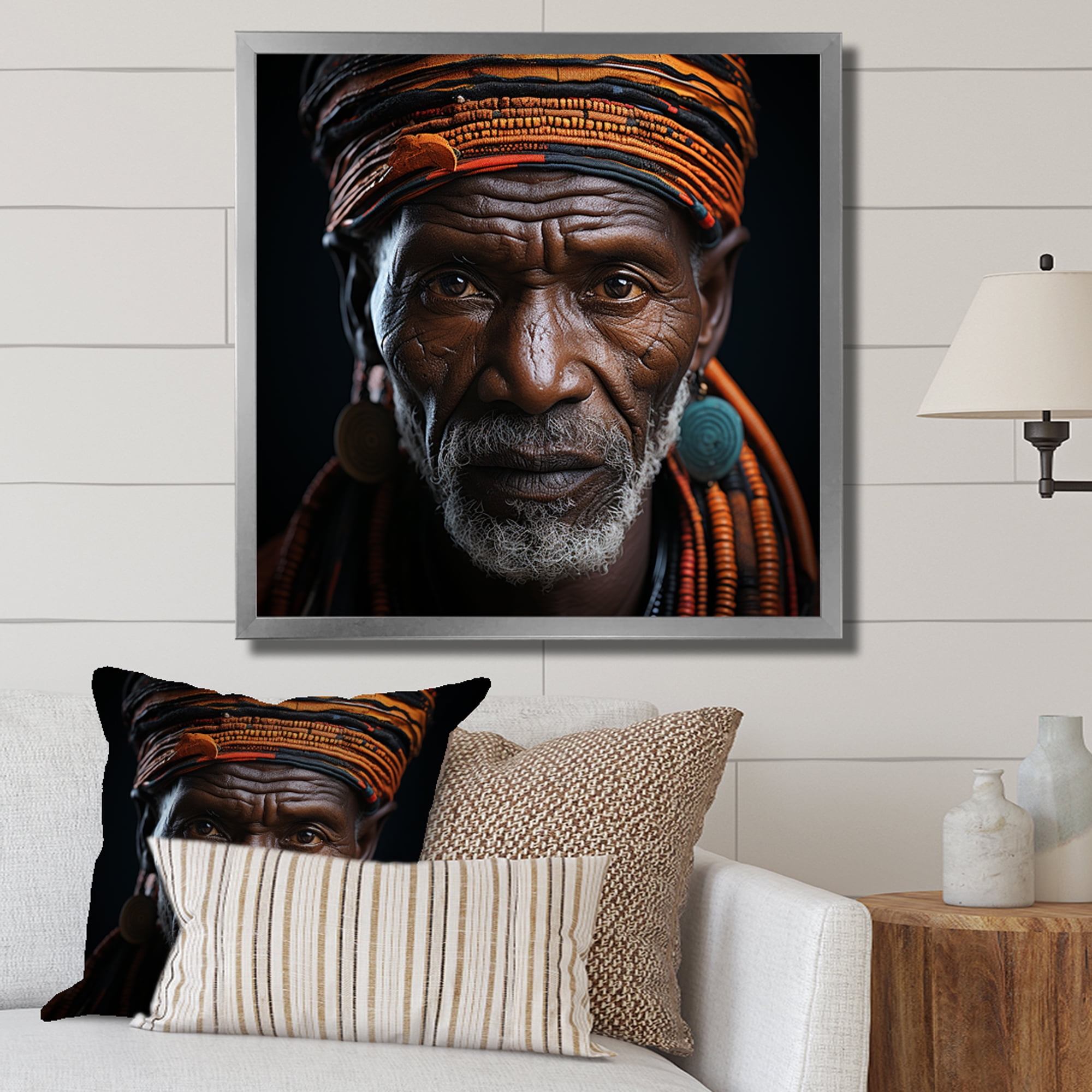 Designart "Portrait Of An Ebony Tribal Chief I" African Tribal Picture ...
