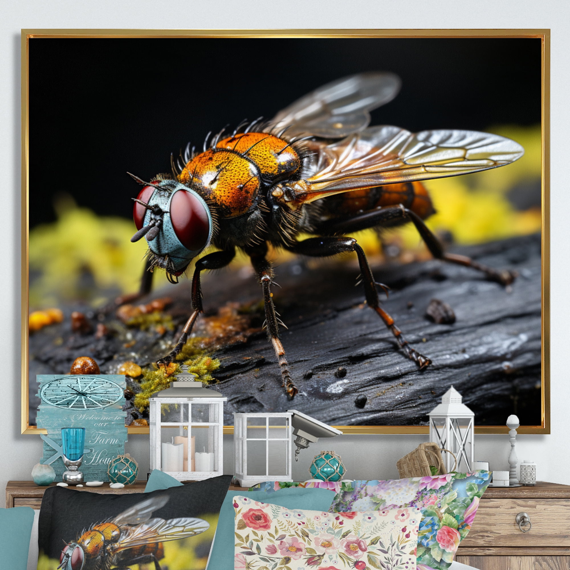 Designart "Portrait Stunning Insects Bugs painting I" Animals Floater ...
