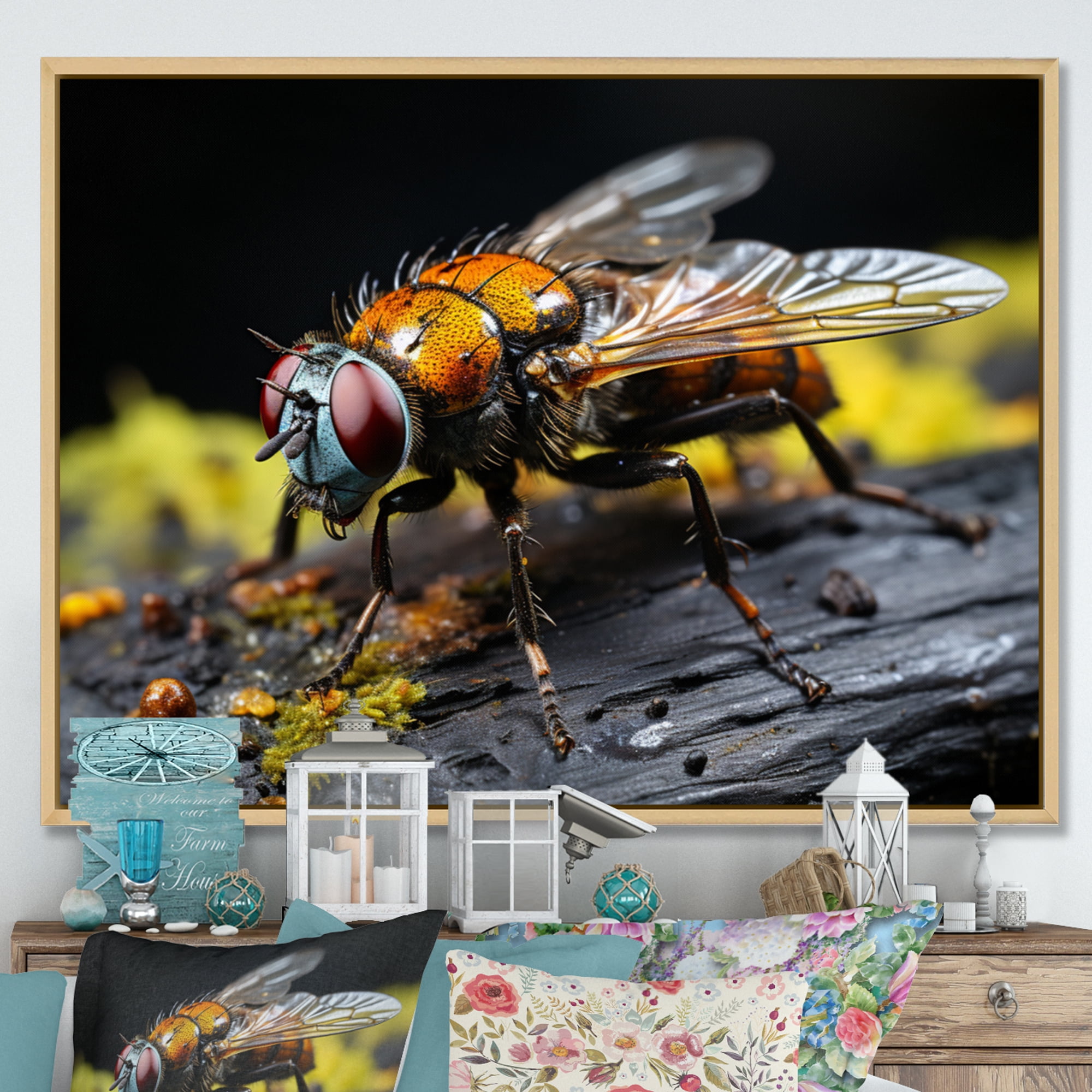 Designart "Portrait Stunning Insects Bugs painting I" Animals Floater ...
