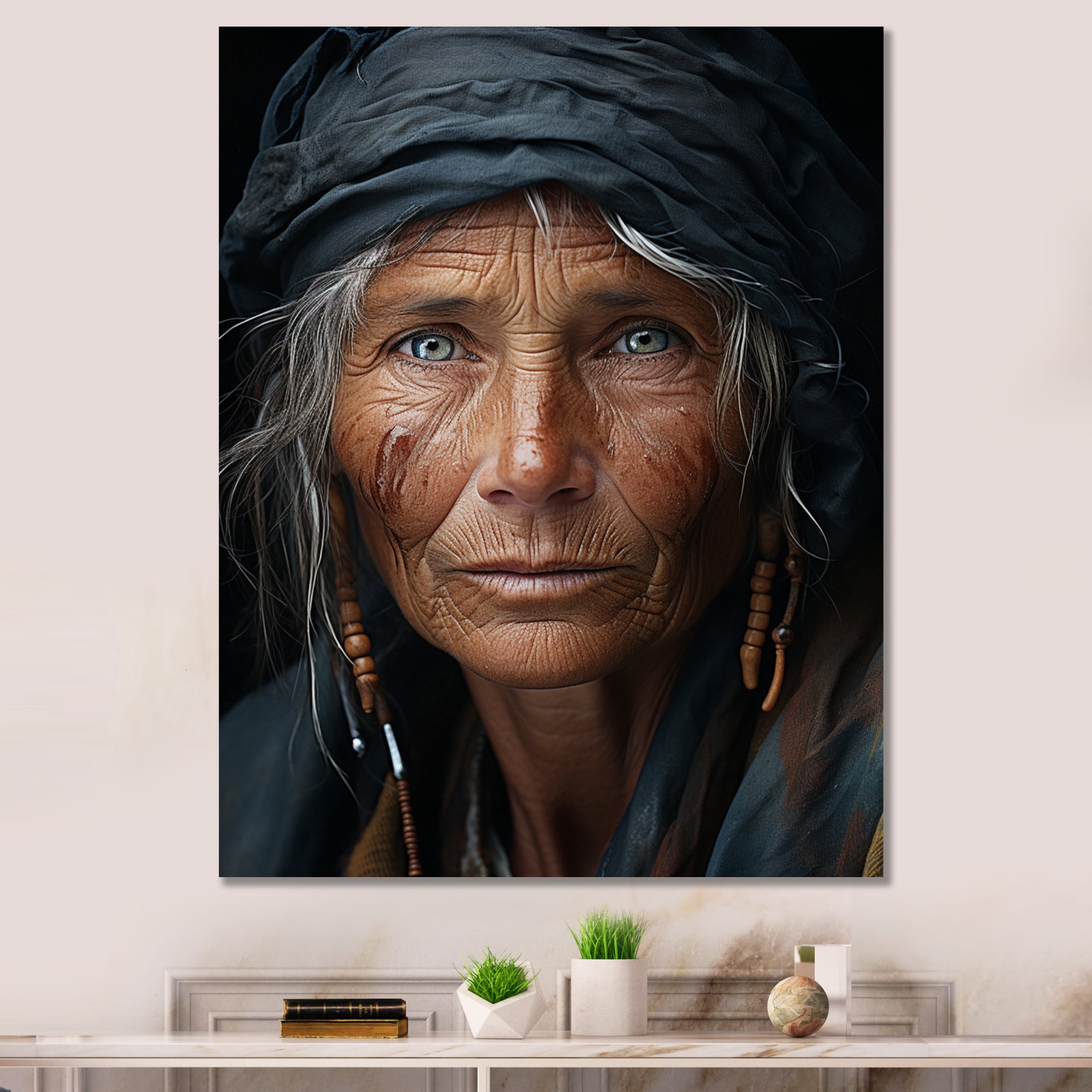 Designart "Portrait Vibrant Indian Tribal wall art I" Portrait Canvas ...