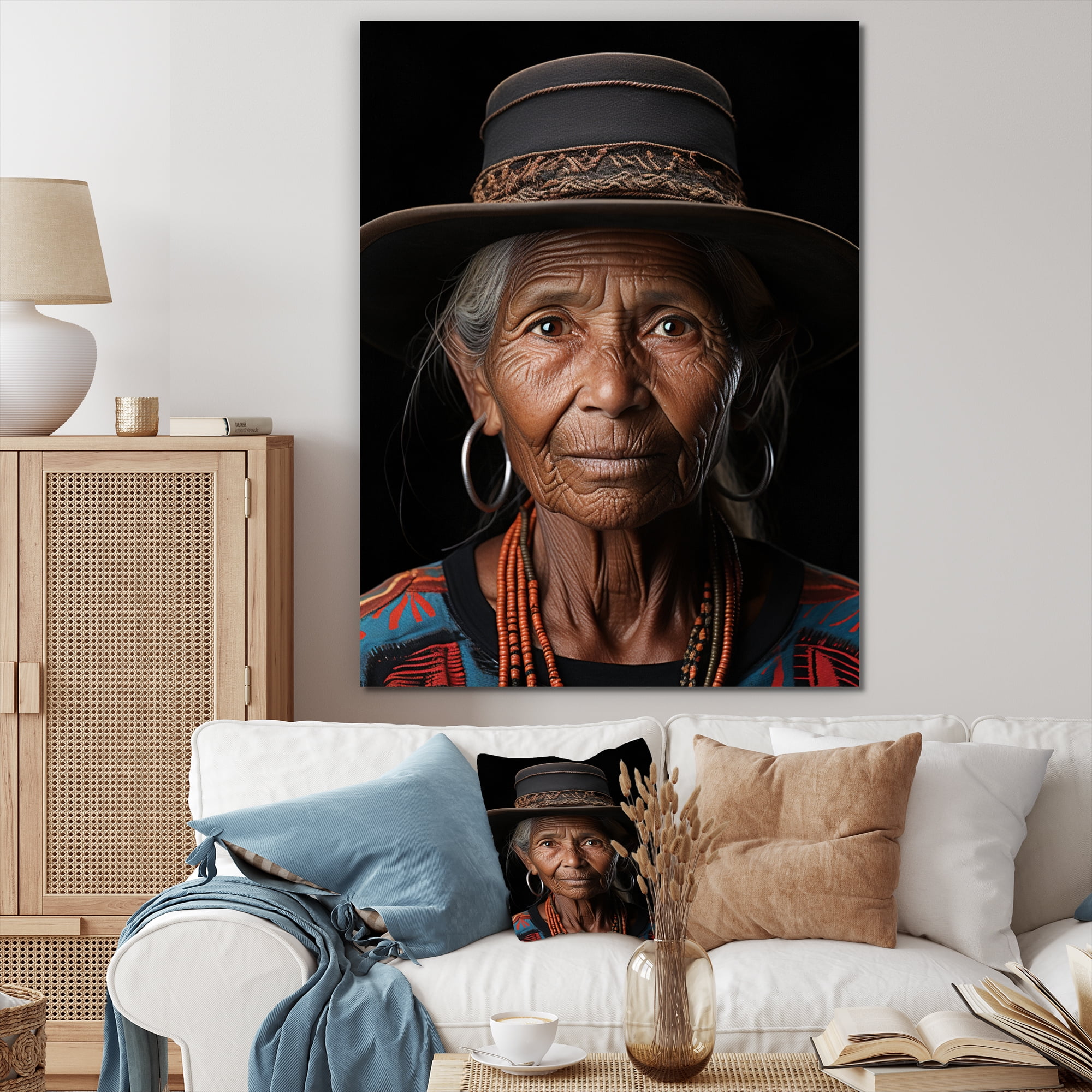 Designart "Portrait Vibrant Indian Tribal wall art II" Portrait Wall ...