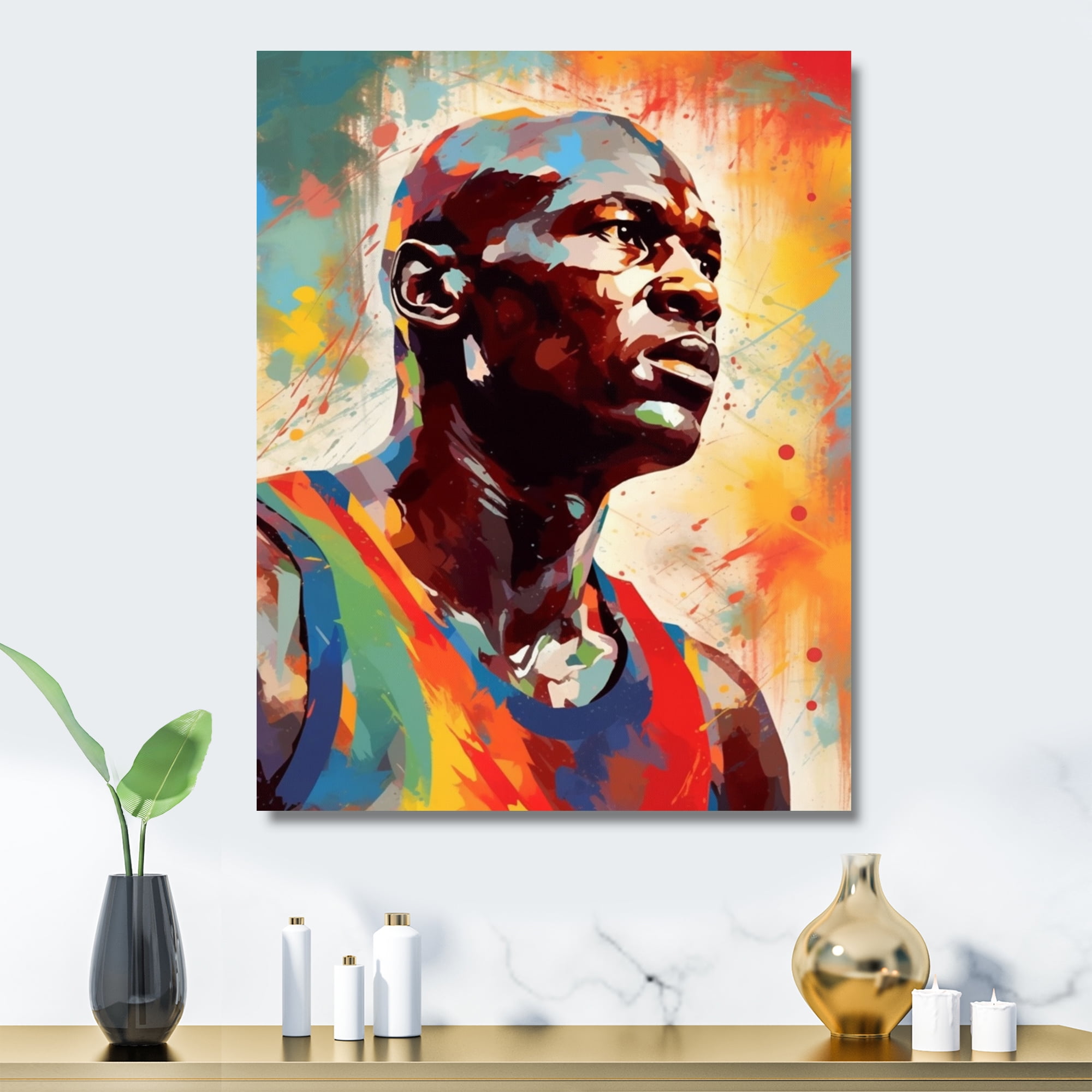 Designart "Portrait of Basketball I" Basketball Metal Wall Art Prints ...