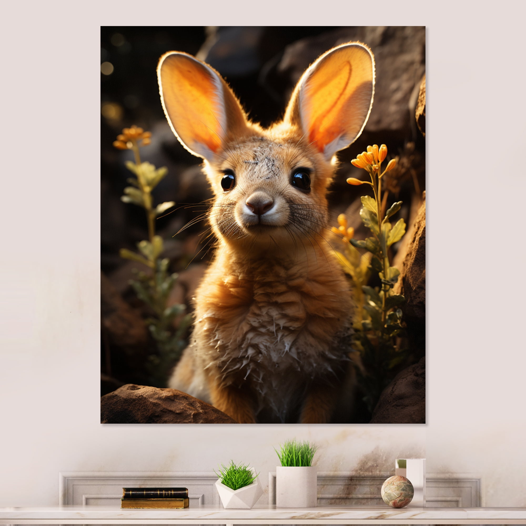 Designart "Portrait of a Cute Kangaroo I" Animals Kangaroo Metal Wall ...