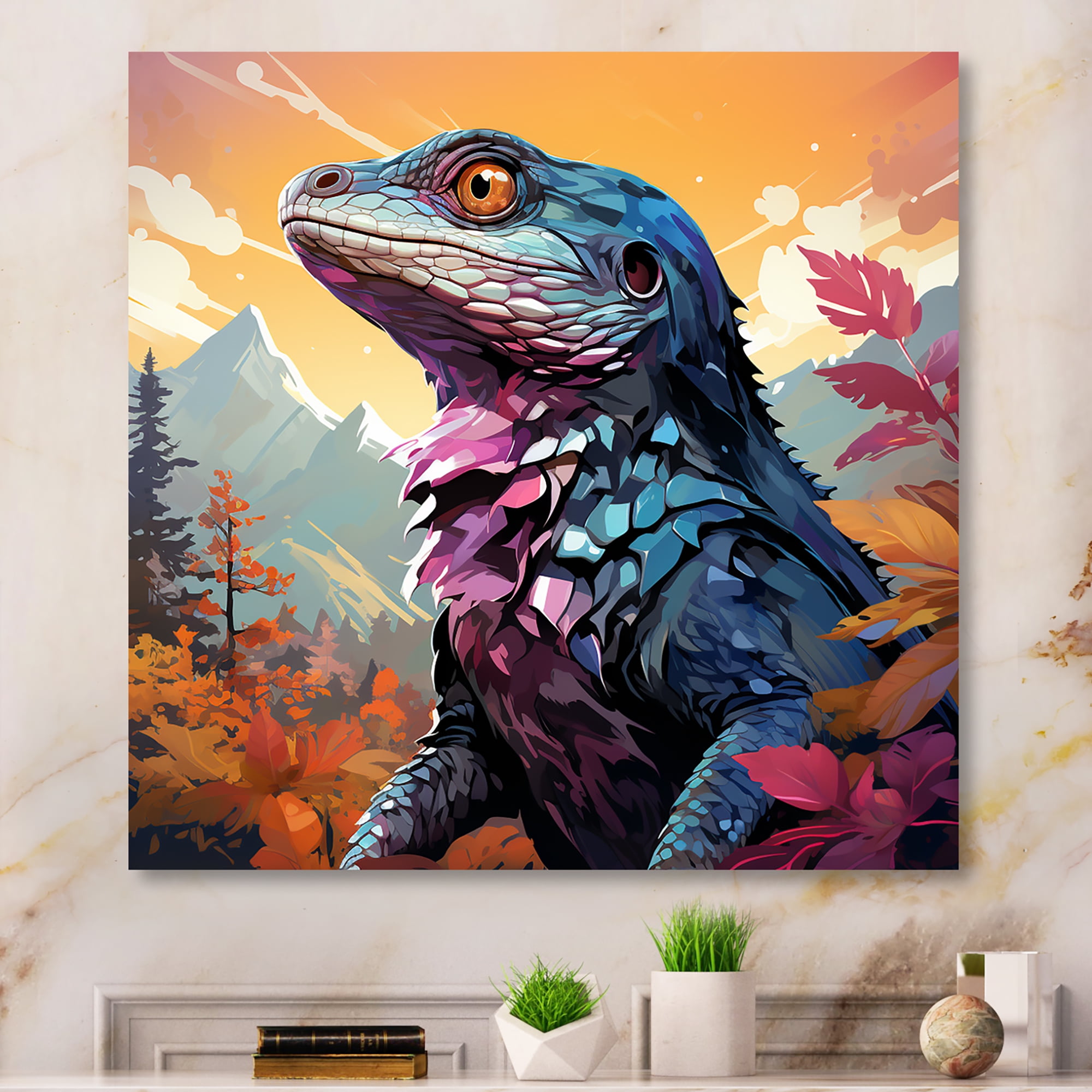 Designart "Portrait of a Salamander Reptile I" Animals Wall Art ...