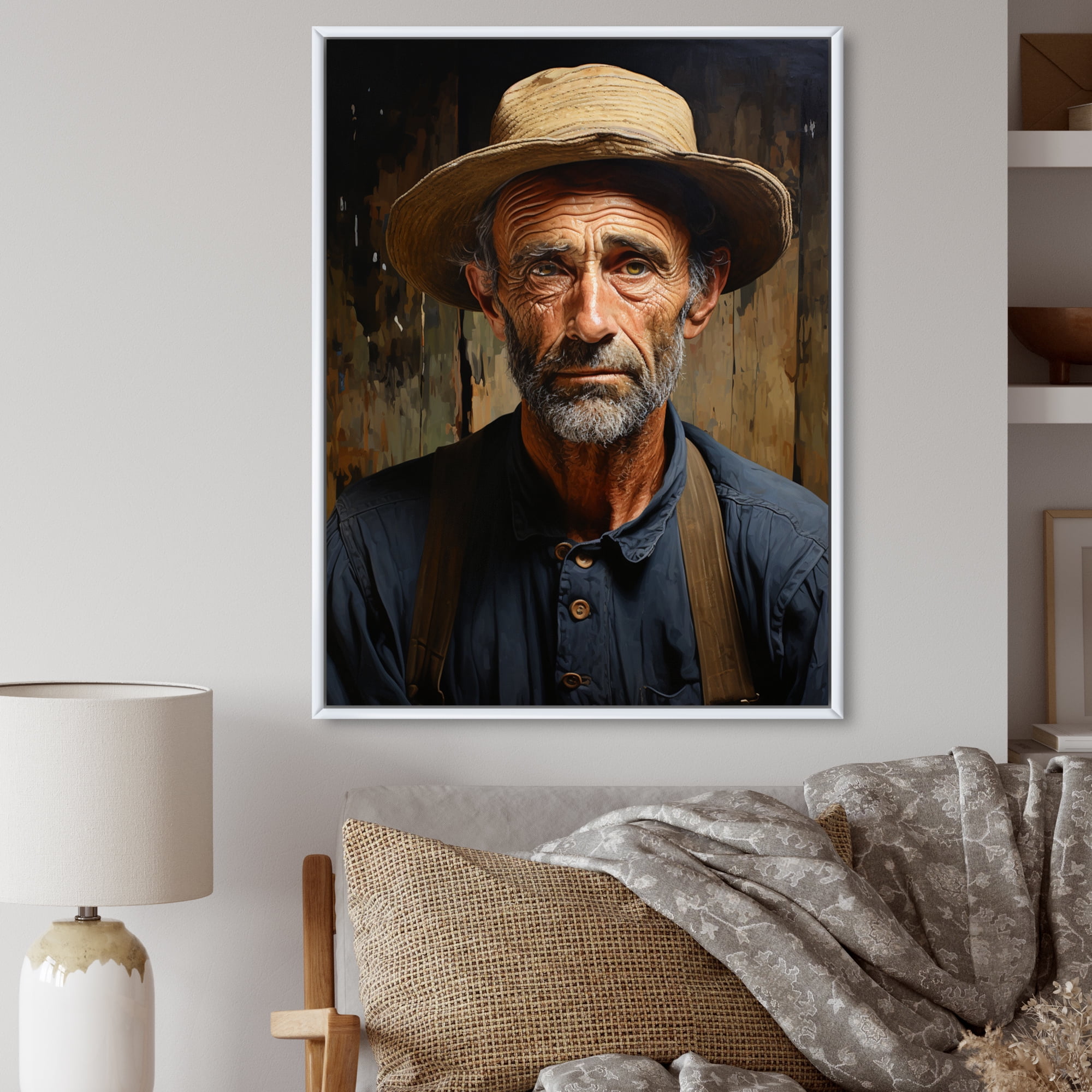 Designart "Portraits Ii Farmhouse Farmer wall art I" Portrait Floater ...