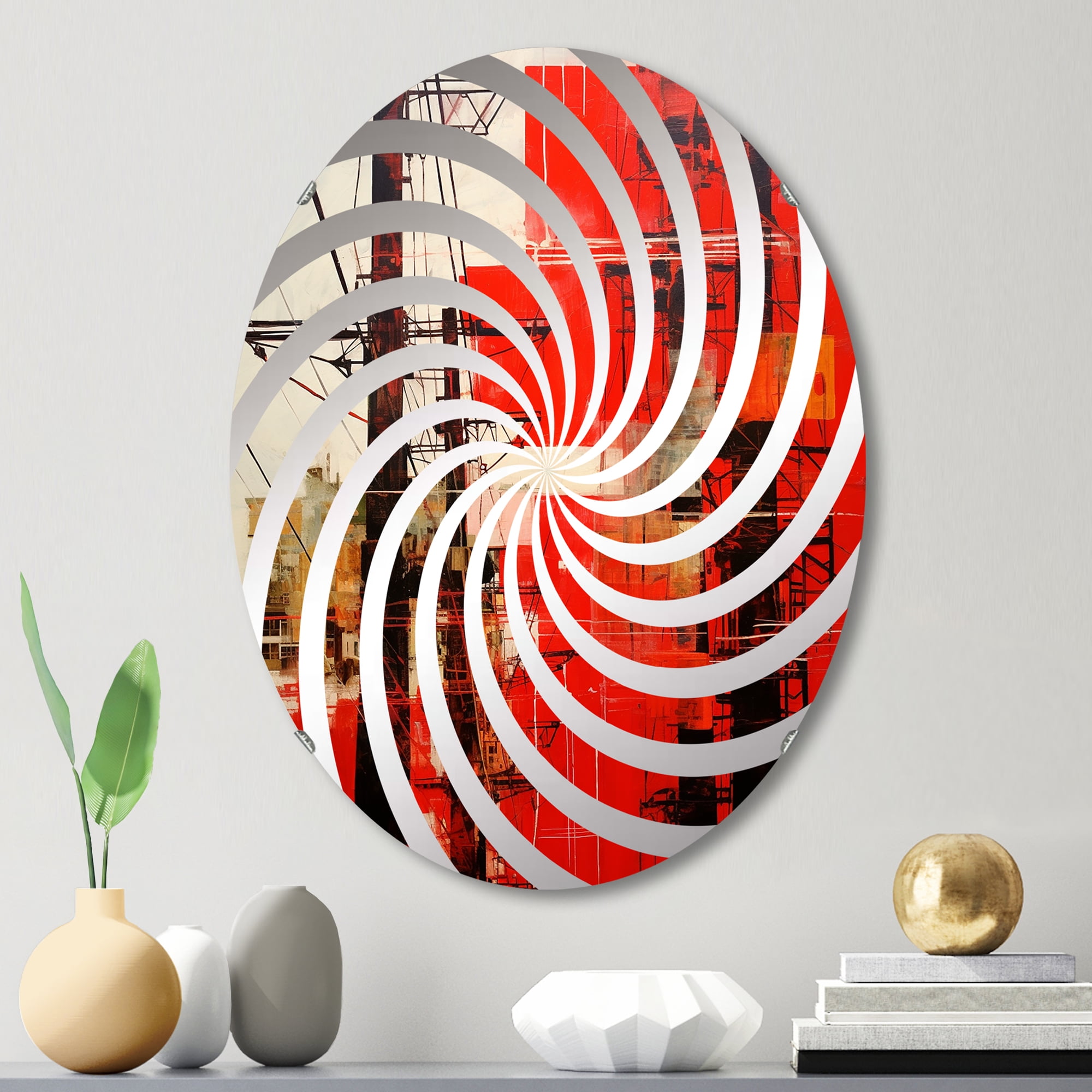 Designart "Power Lines Channeling Cherry Hues" Power Lines Vortex Round ...