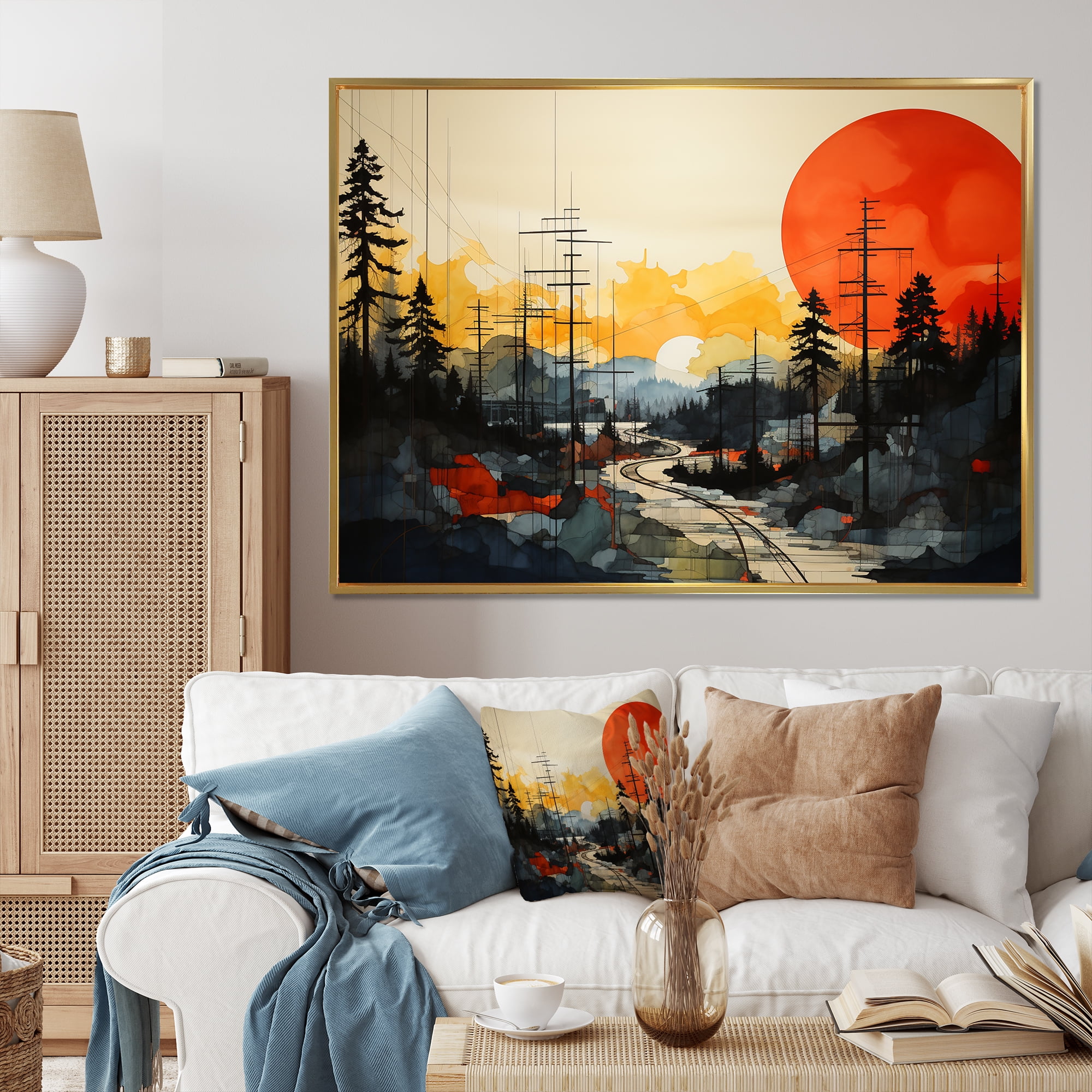 Designart "Power Lines formd Connections III" Power Lines Floater ...