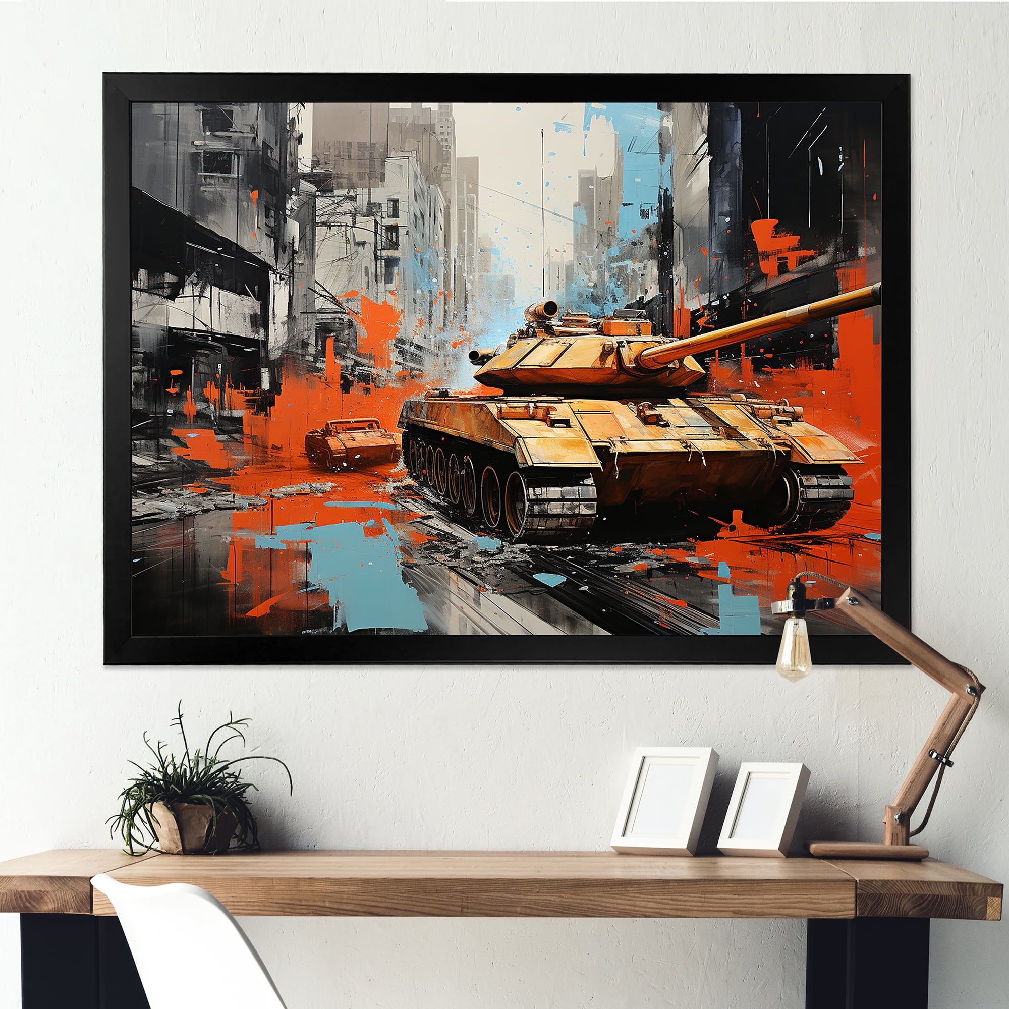 Designart "Power of Artillery in Military Tank II" Americana Framed ...