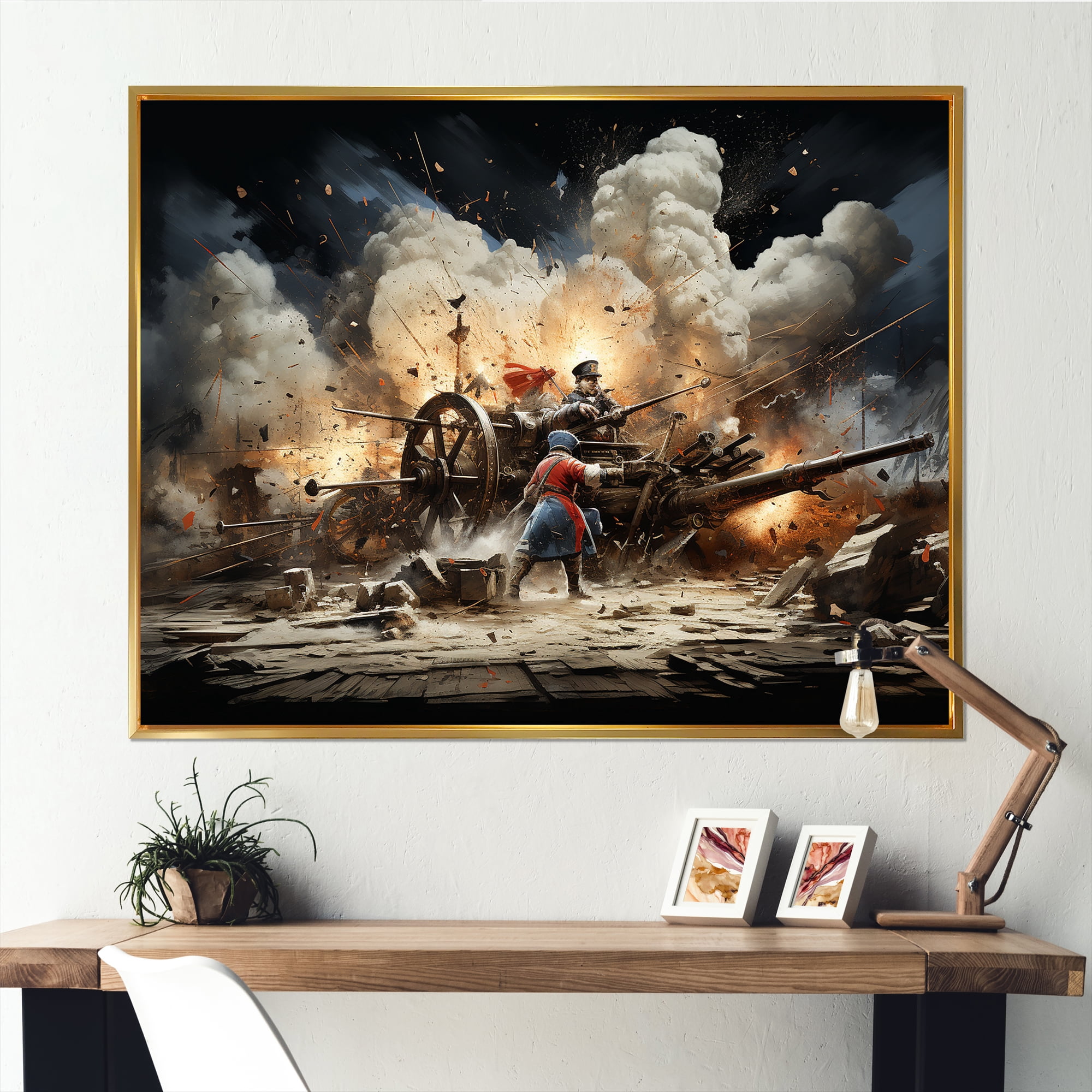Designart "Power of Artillery in Military Tank III" Americana Framed ...