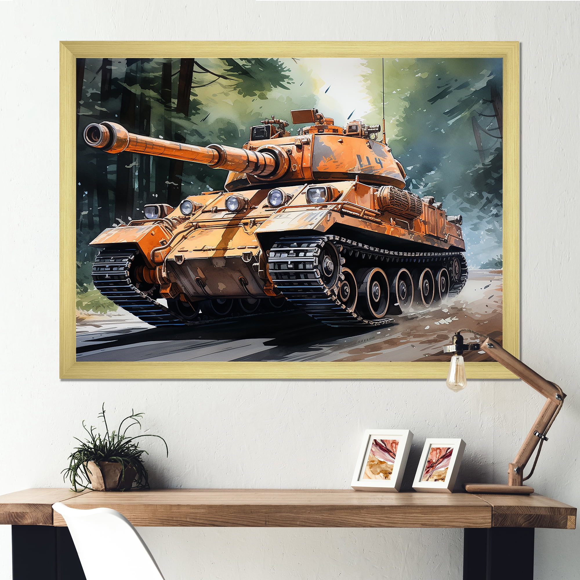 Designart "Power of Artillery in Military Tank IV" Americana Framed ...