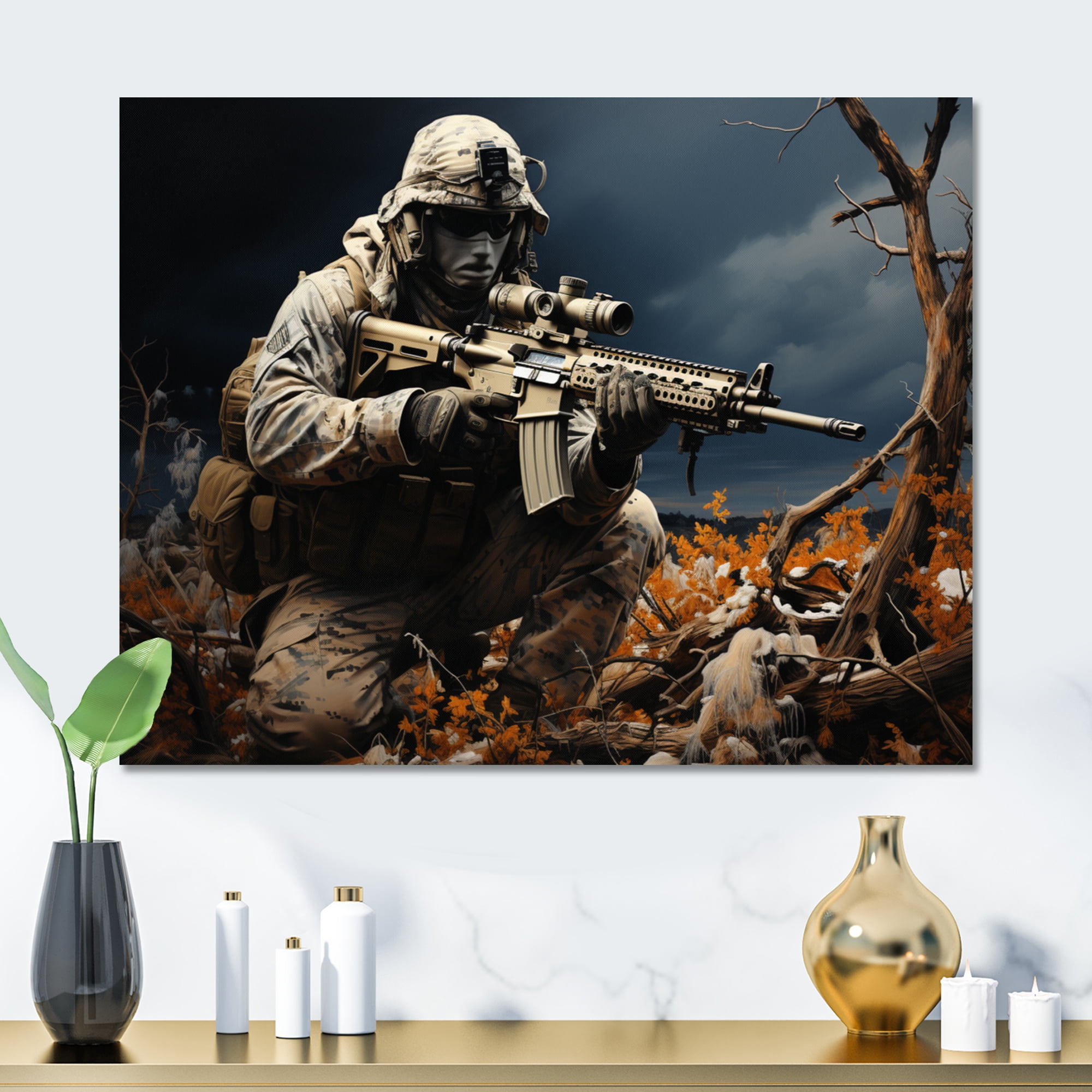 Designart "Precision Marksmanship Army III" Army Metal Art Living Room ...