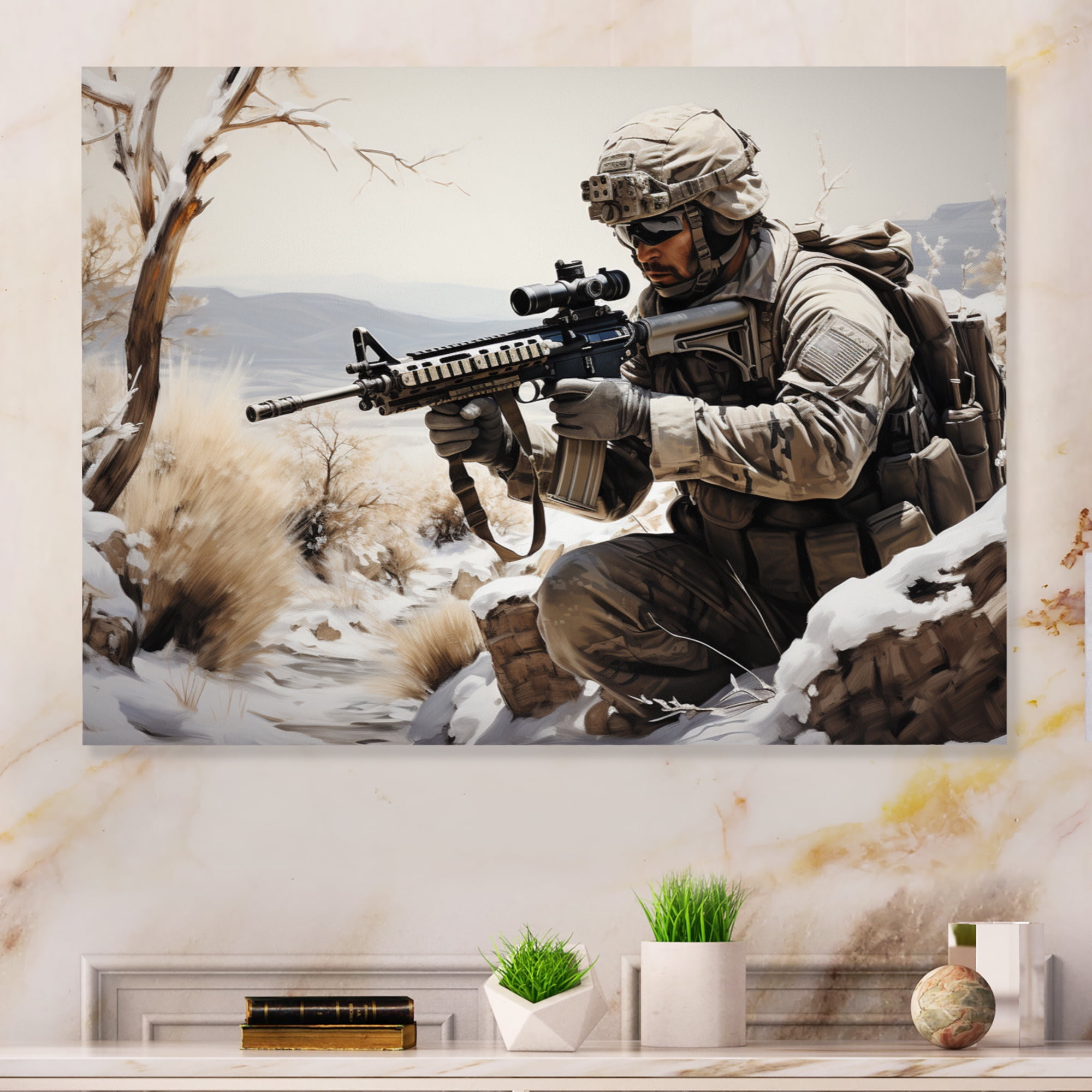 Designart "Precision Marksmanship Army IV" Army Metal Wall Decor ...