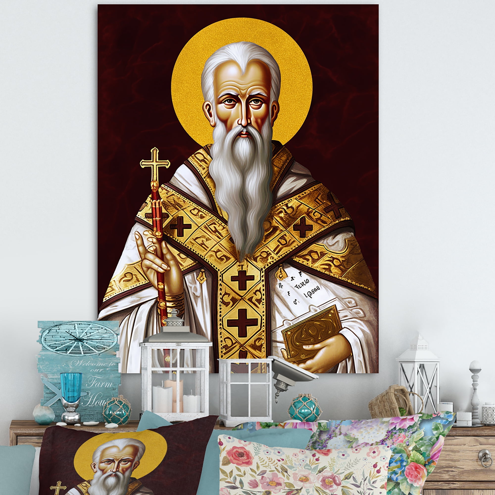 Designart "Priest In Golden Robes I" Religious Portrait Wall Art Living ...
