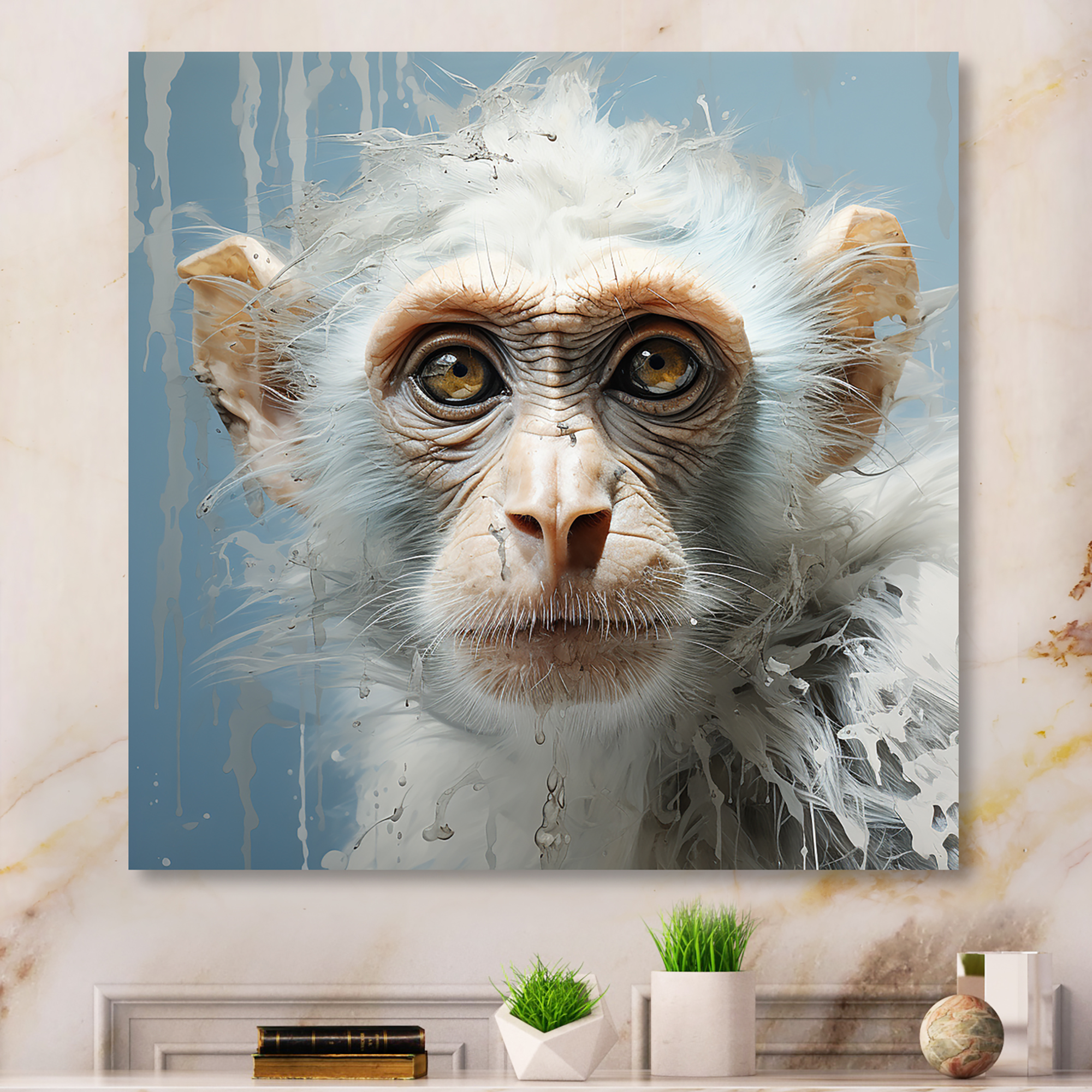 Designart "Primate Journey Polar Monkeys in White I" Animals Wall Art ...
