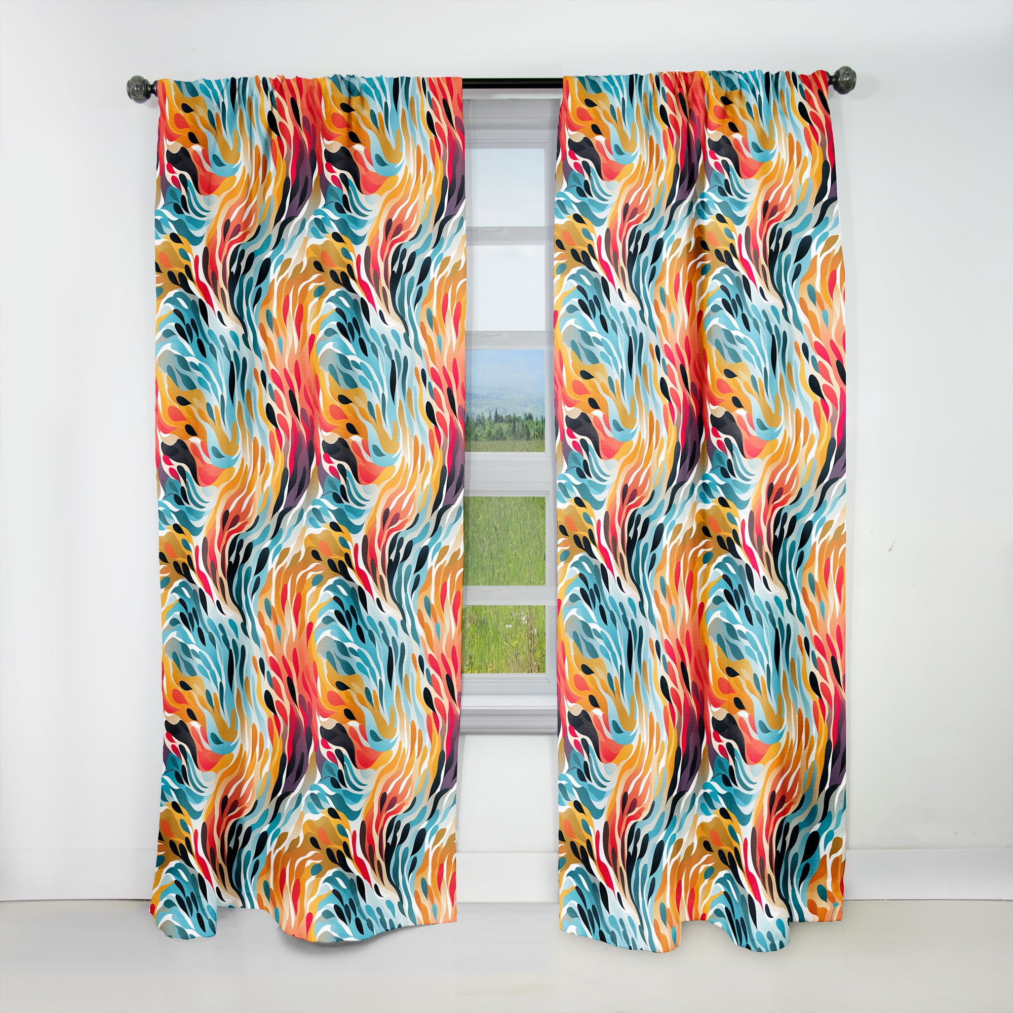 Designart "Prism Cheetah Whirl" Abstract Blackout Curtain Panels ...