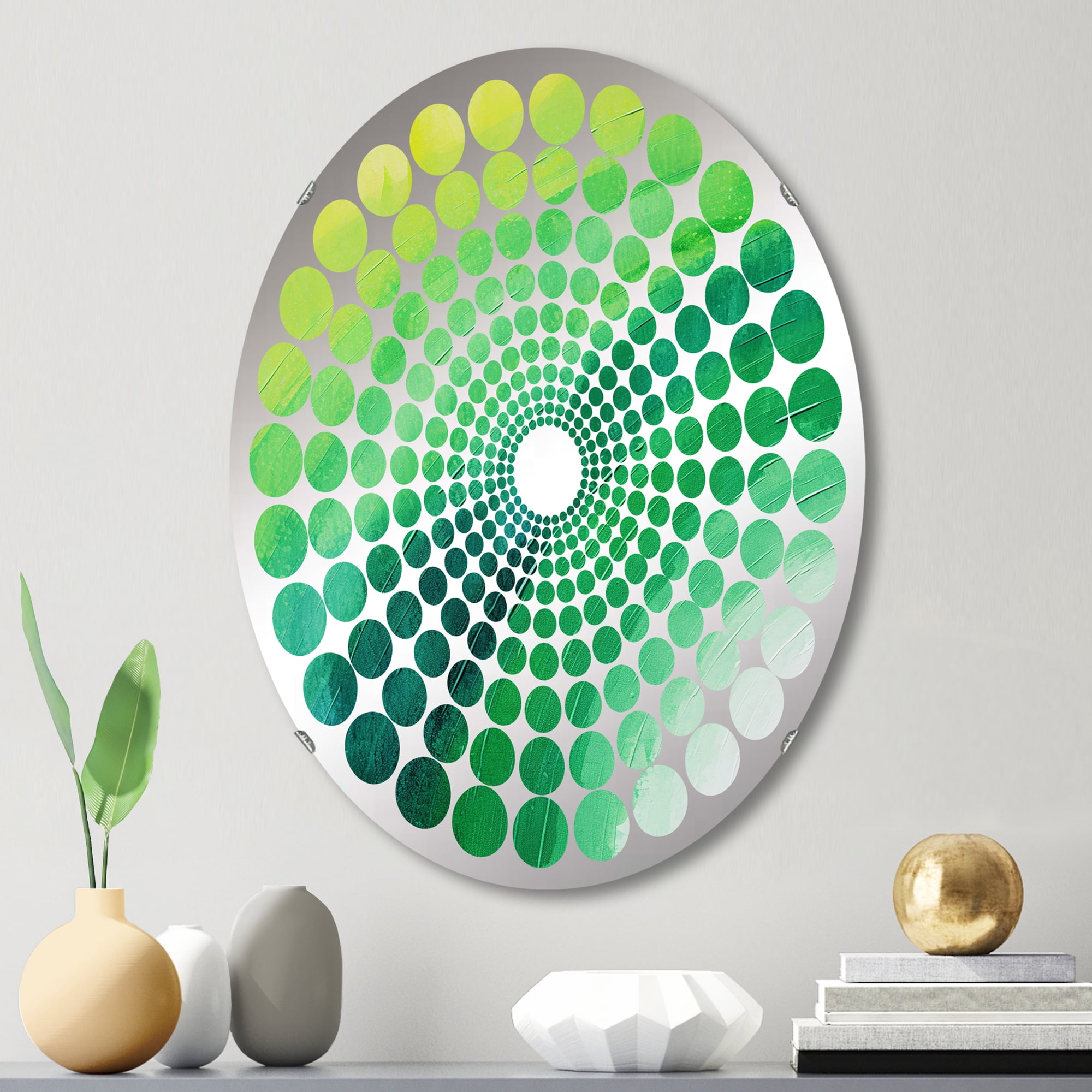 Designart "Prism Fantasy" Rainbow Radial Dot Round Wall Mirror ...