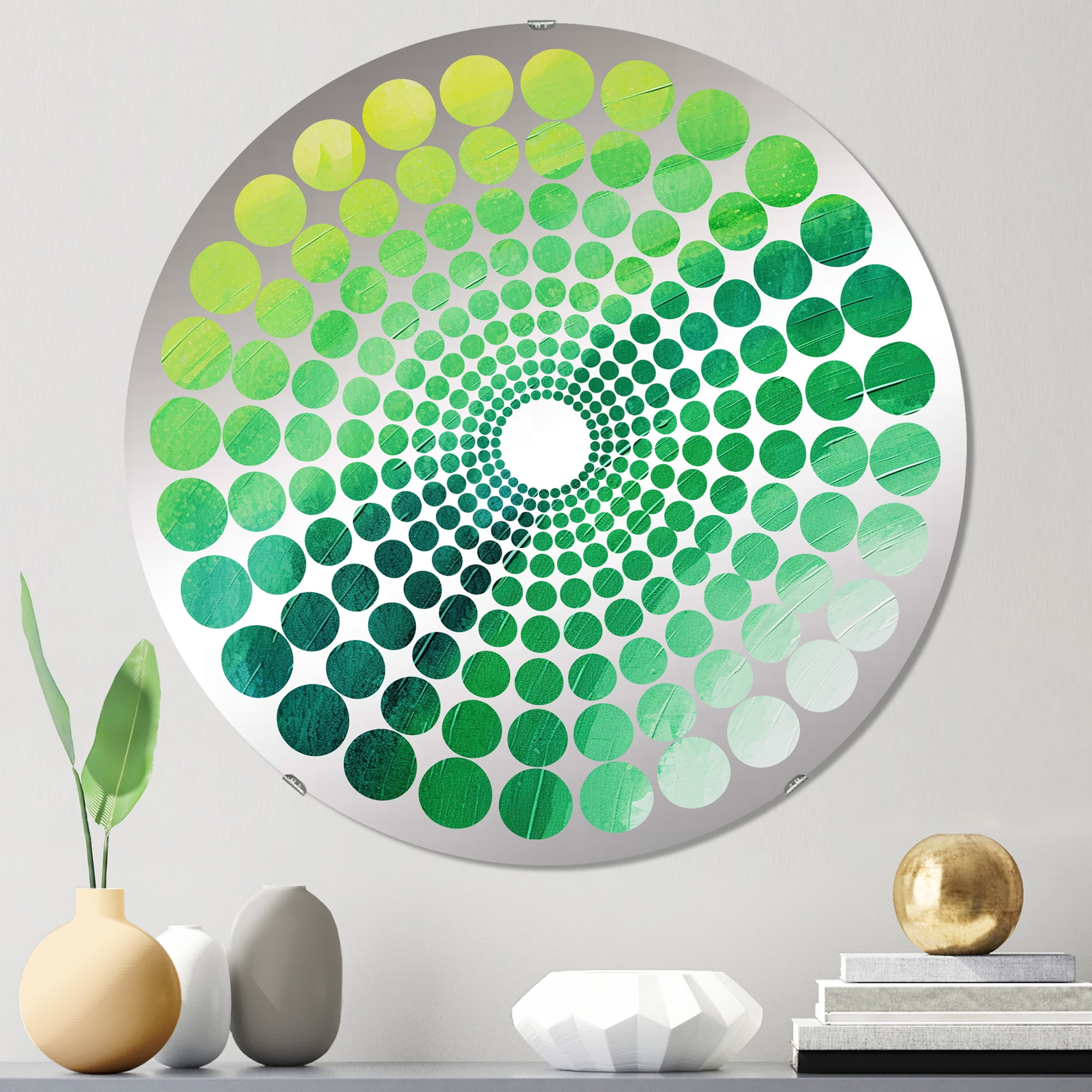 Designart "Prism Fantasy" Rainbow Radial Dot Round Wall Mirror ...