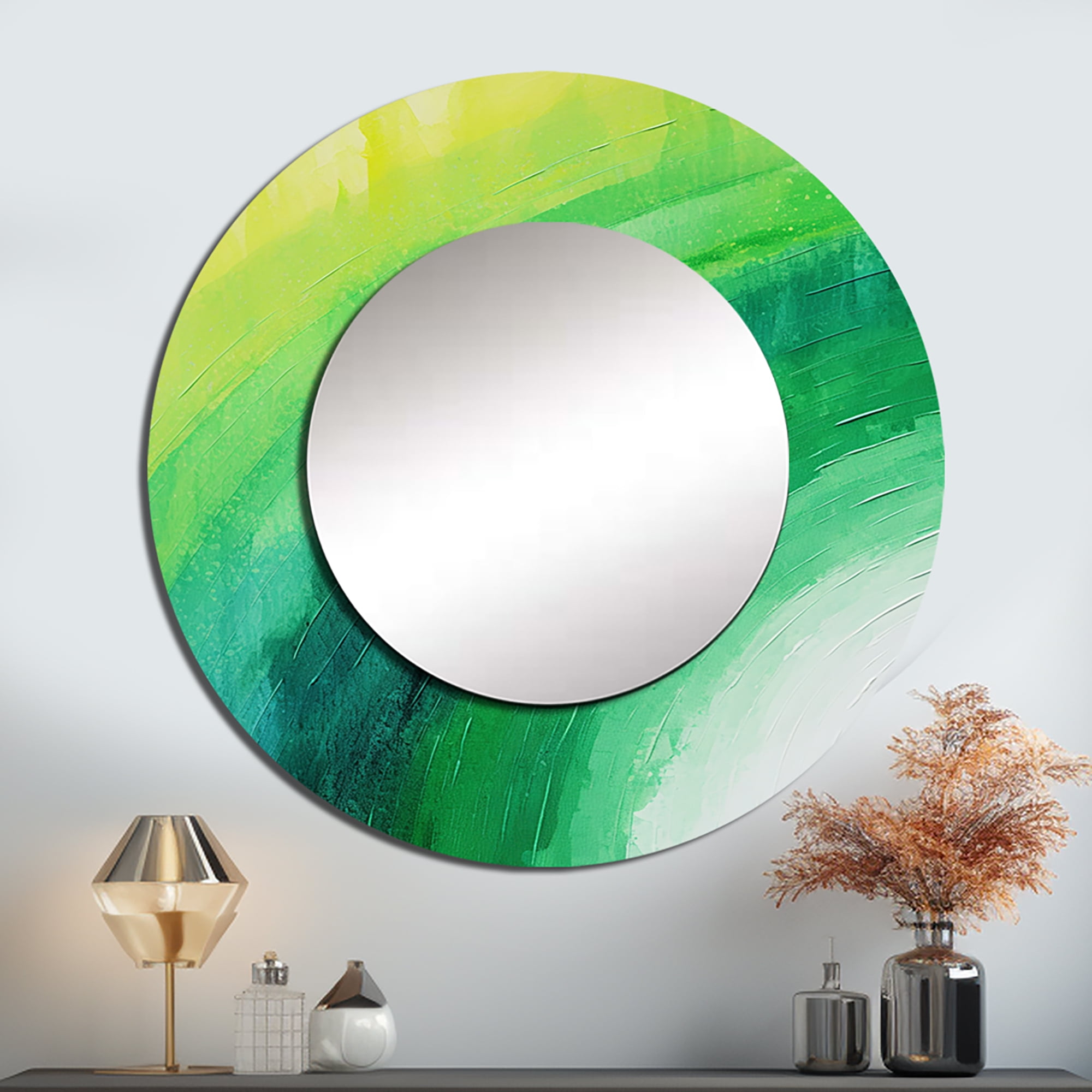 Designart "Prism Fantasy" Rainbow Rund Mirror For Wall Decor - Large ...