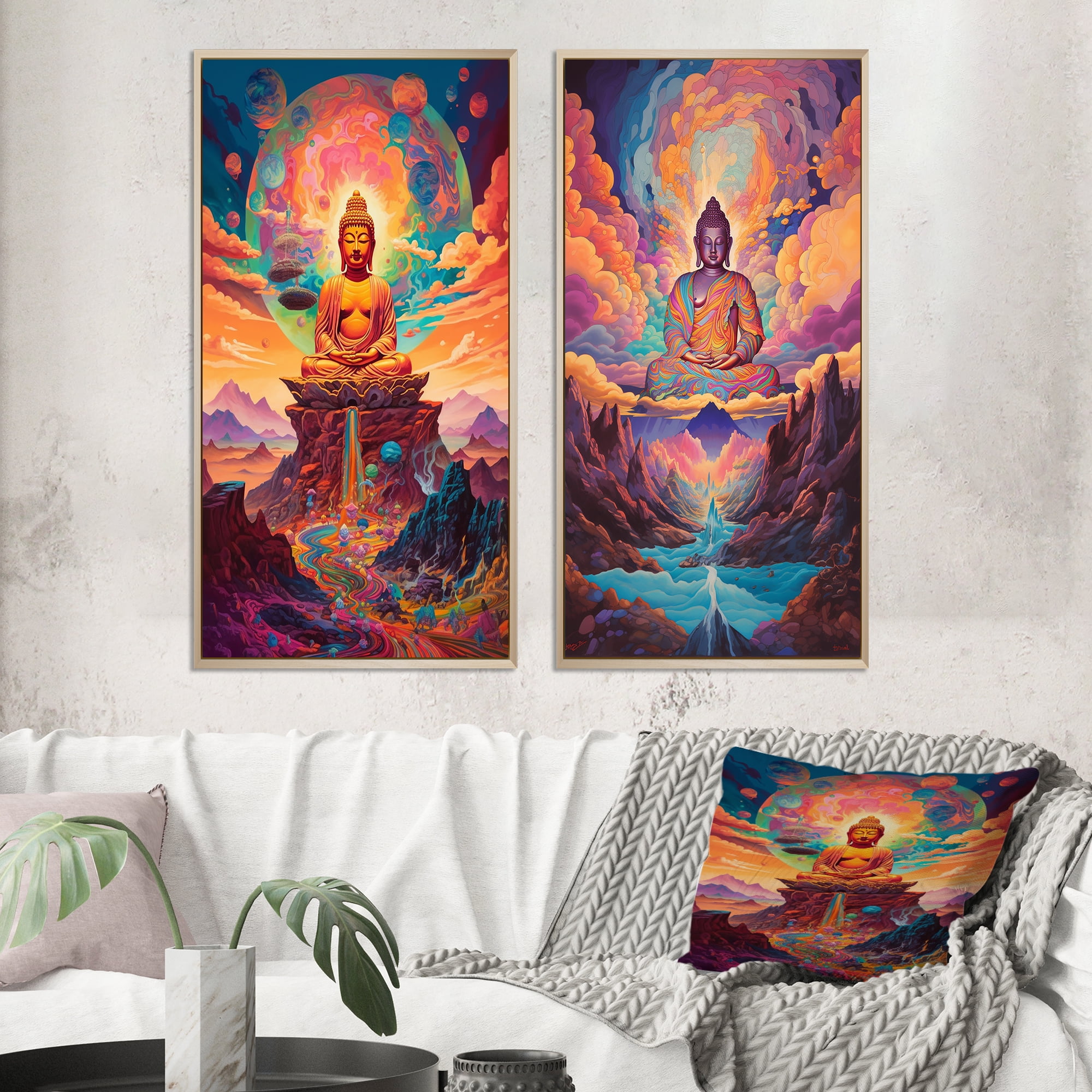 Designart "Psychedelic Buddha Amidst Mountain Serenity I" Buddhism ...